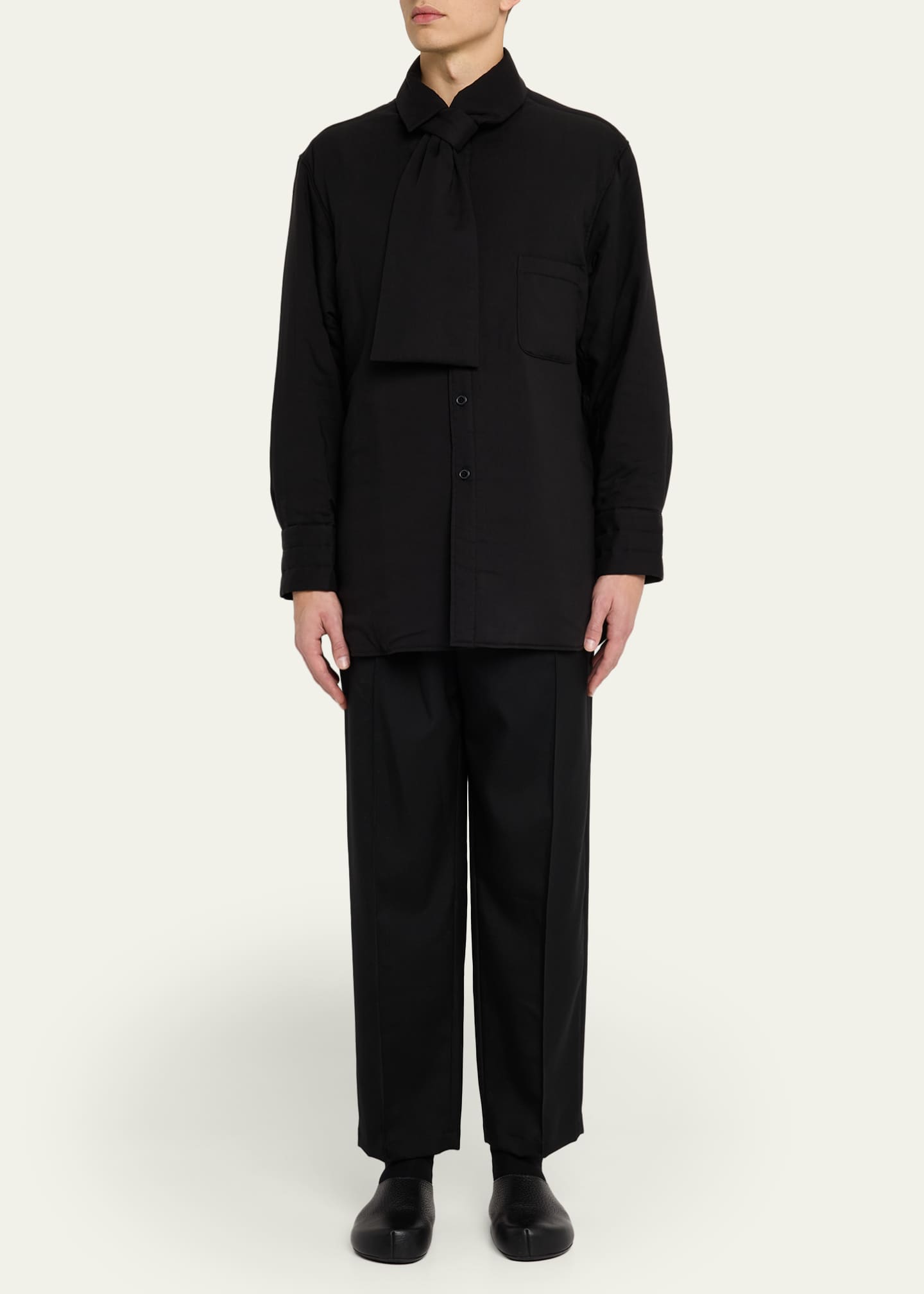 Yohji Yamamoto Men's Cellulose Lawn Stole Detail Padded Shirt ...