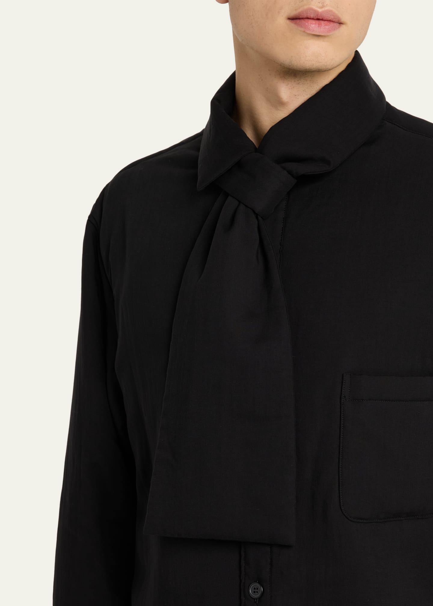 Yohji Yamamoto Men's Cellulose Lawn Stole Detail Padded Shirt ...