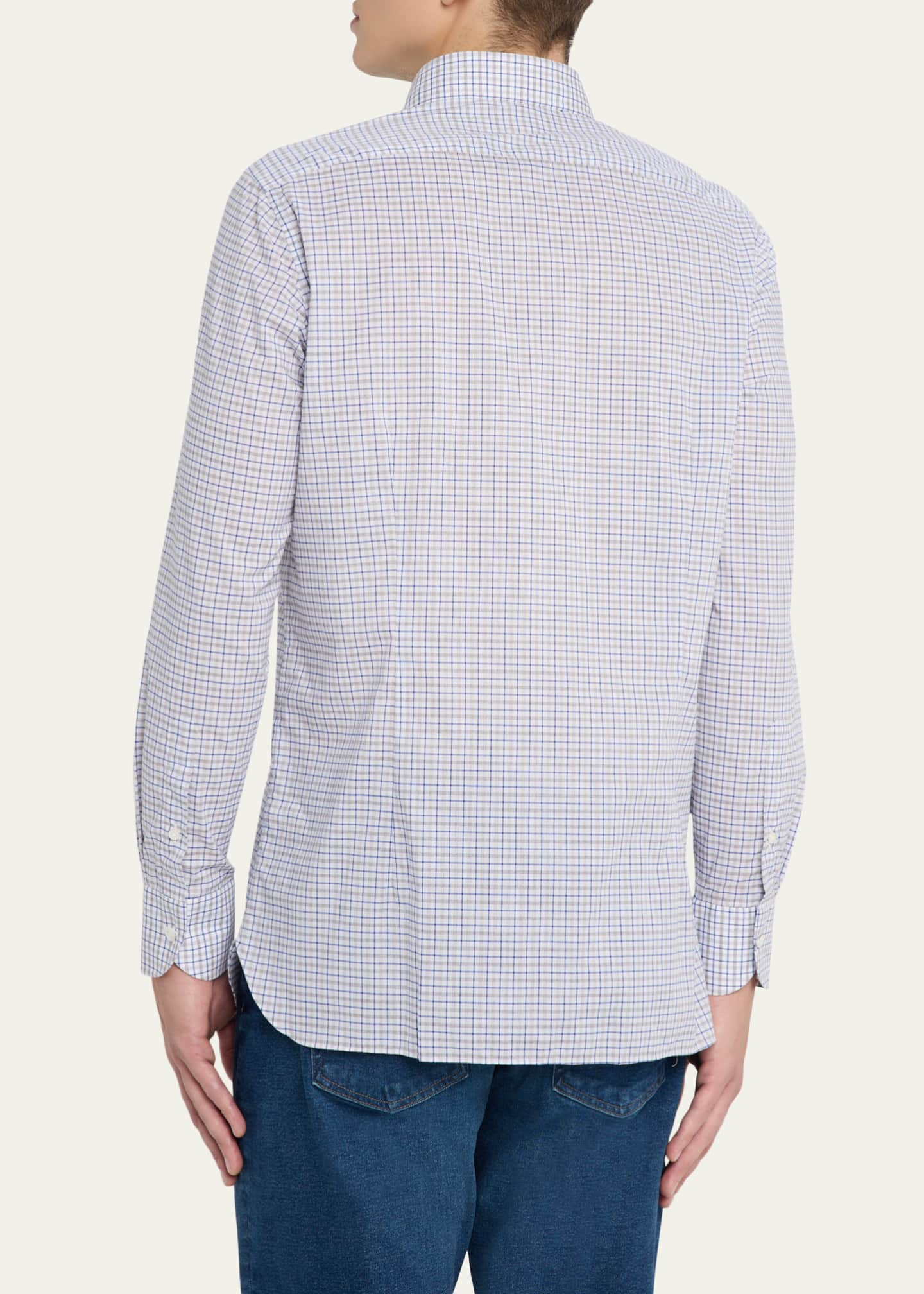 100Hands Men's Cotton Tattersall Check Classic-Fit Sport Shirt ...