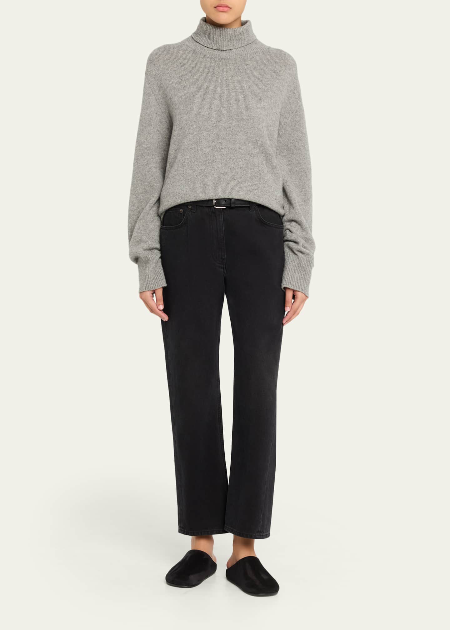 THE ROW Hudson Suede Slide Mules - Bergdorf Goodman