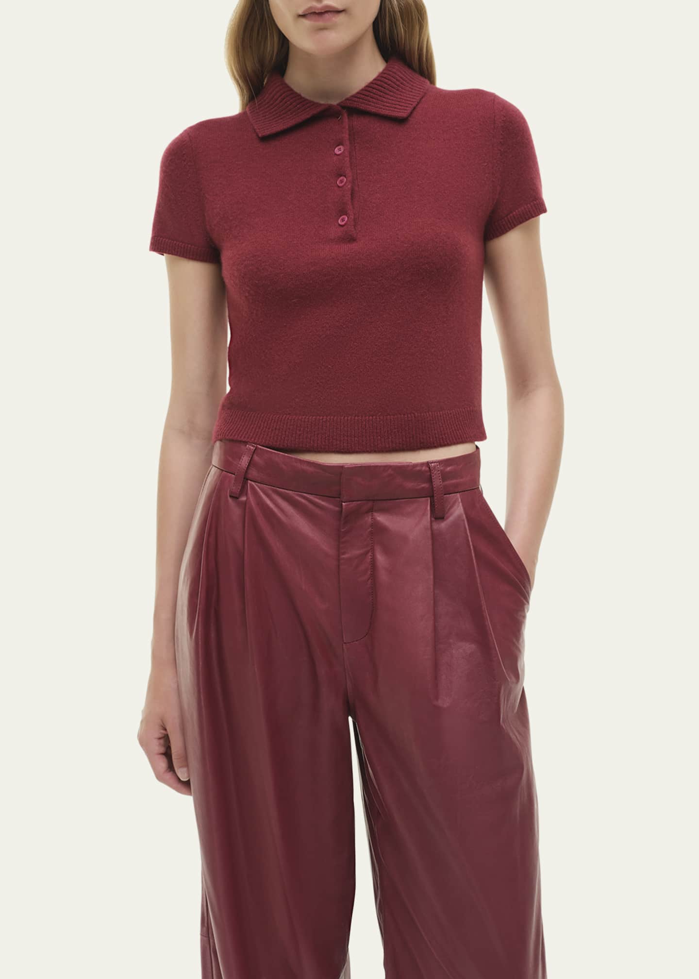 SIMKHAI Twila Short-Sleeve Cashmere Polo Sweater - Bergdorf Goodman