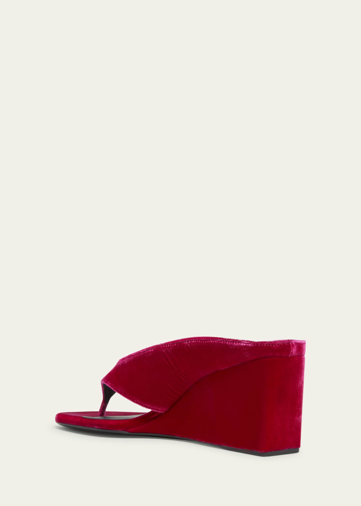 ALAIA 75mm Velvet Wedge Thong Sandals - Bergdorf Goodman