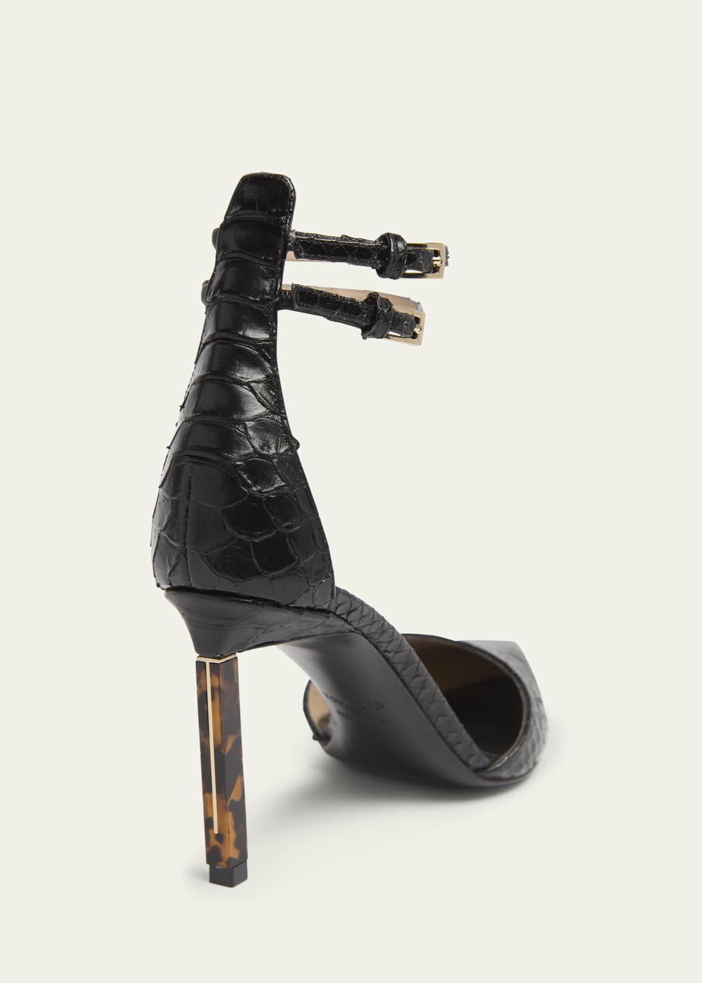 TOM FORD Python Stamped Leather Double Ankle Strap Pumps - Bergdorf Goodman