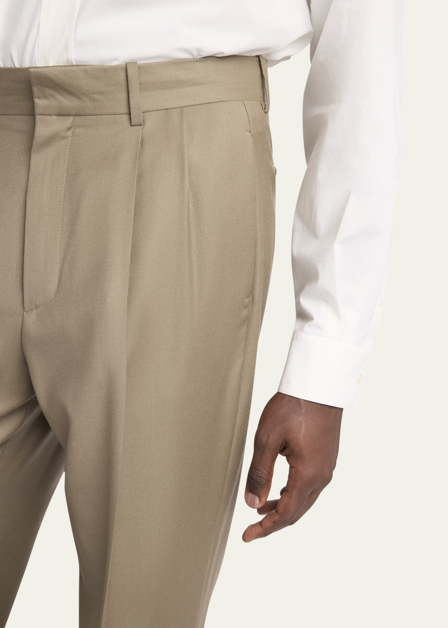 THE ROW Men's Zev Flannel Double-Pleated Pants - Bergdorf Goodman