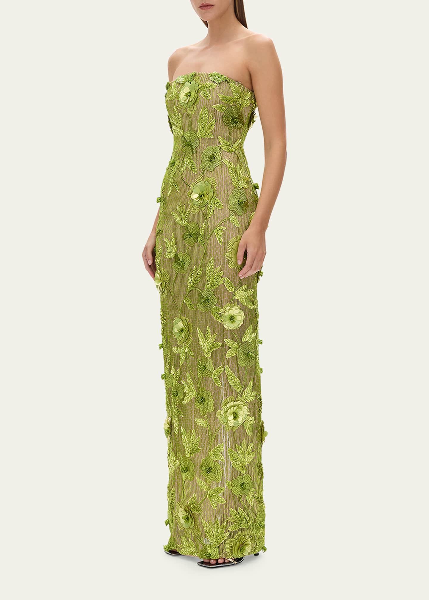 Rachel Gilbert Pierre Floral Beaded Strapless Gown - Bergdorf Goodman