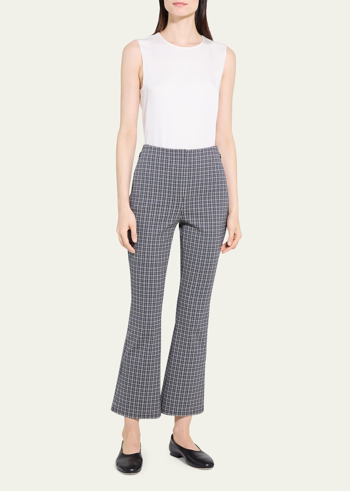 Theory Plaid High-Rise Kick-Flare Pants - Bergdorf Goodman