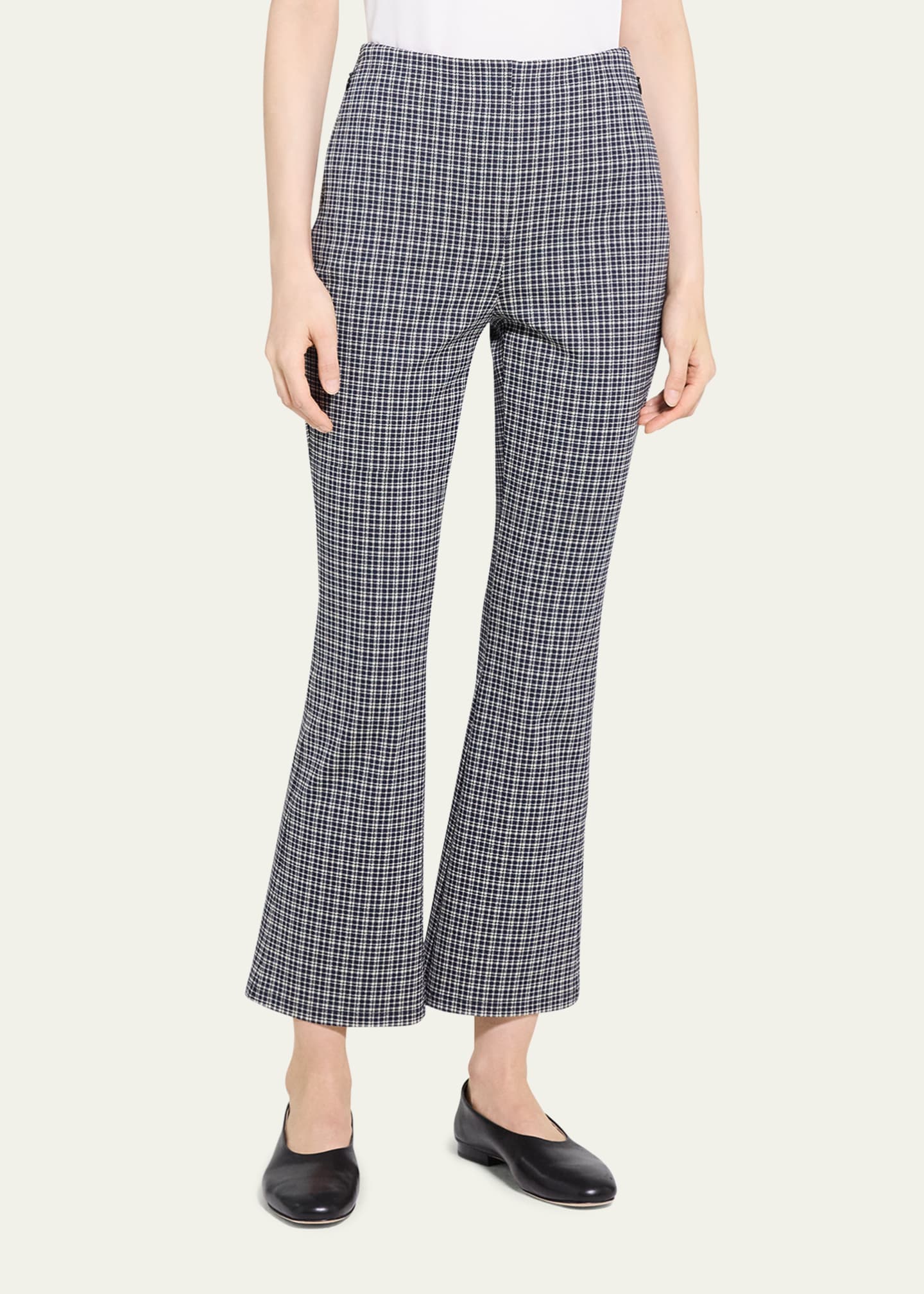 Theory Plaid High-Rise Kick-Flare Pants - Bergdorf Goodman