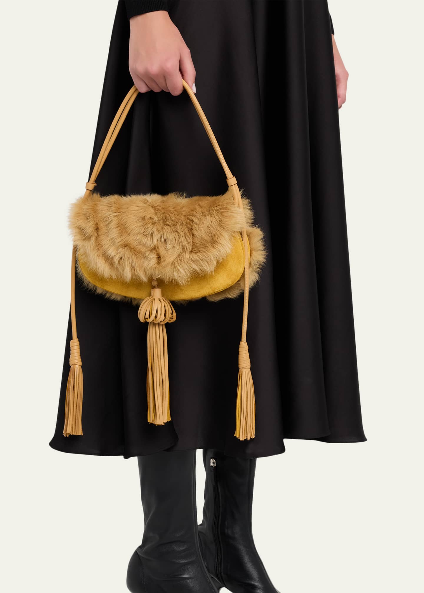 Ulla Johnson Paloma Tassel Suede & Shearling Shoulder Bag - Bergdorf ...