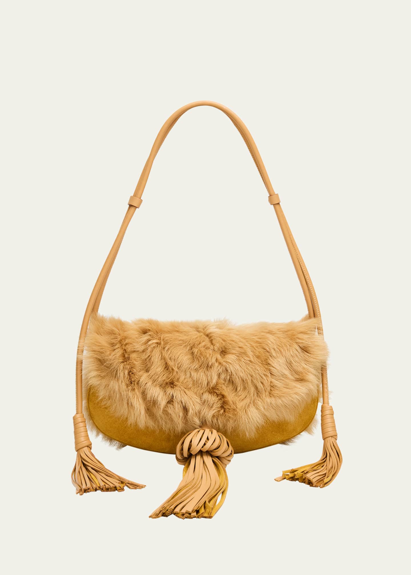 Ulla Johnson Paloma Tassel Suede & Shearling Shoulder Bag - Bergdorf ...