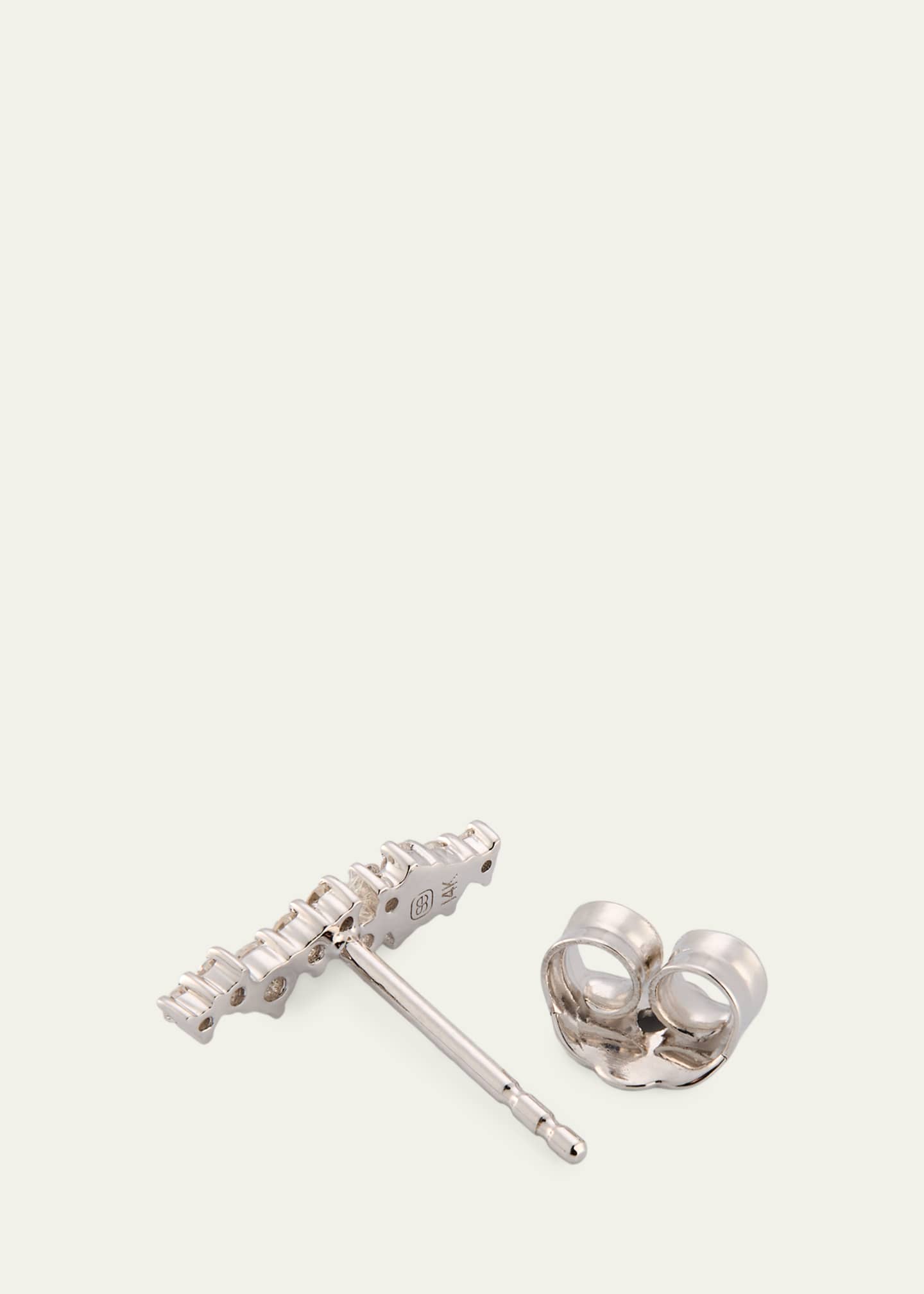 Sydney Evan 14K White Gold Small Cocktail Bar Stud Earring, Single ...