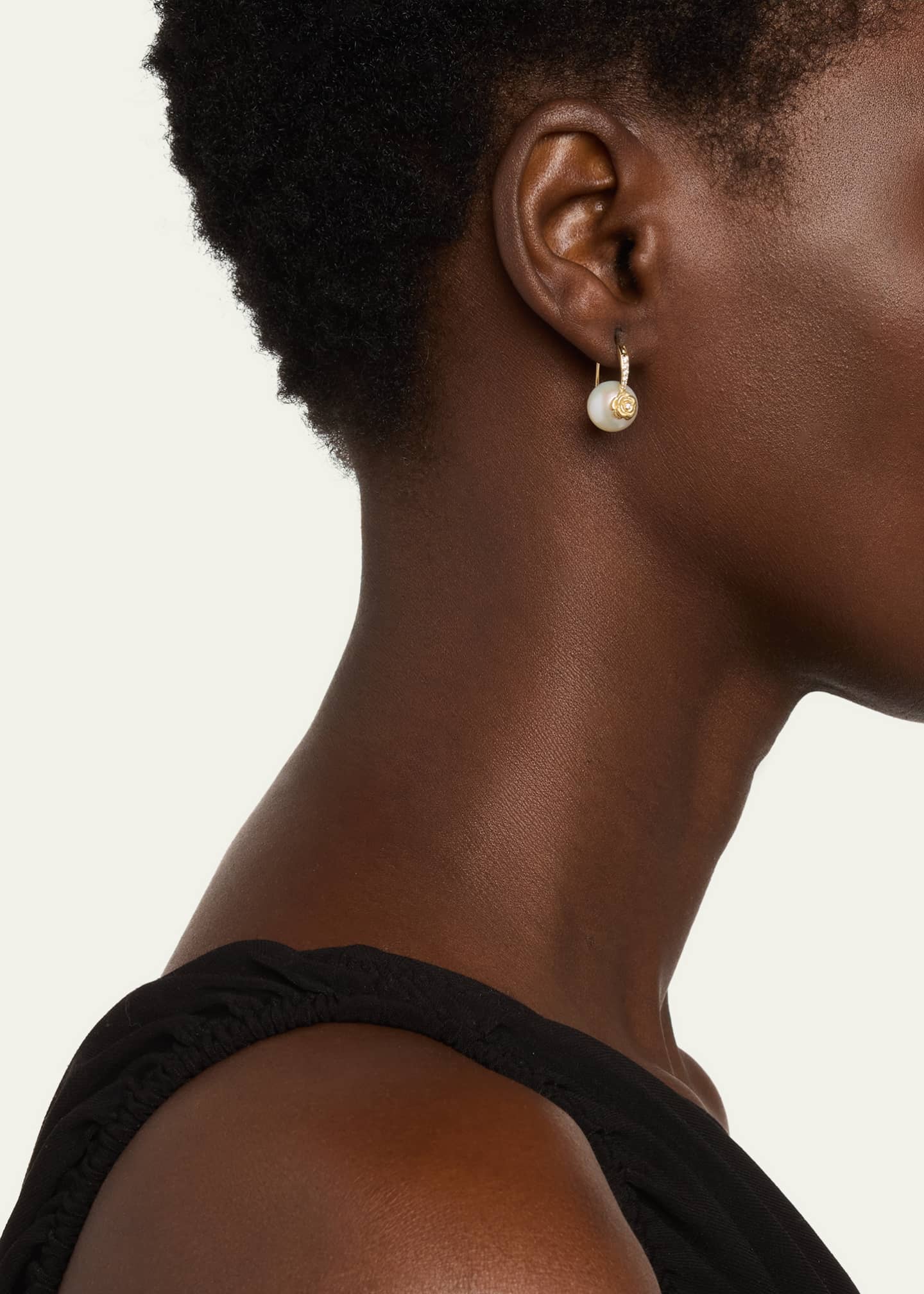 Sydney Evan 14K Gold & Diamond Rose Pearl Earrings - Bergdorf Goodman