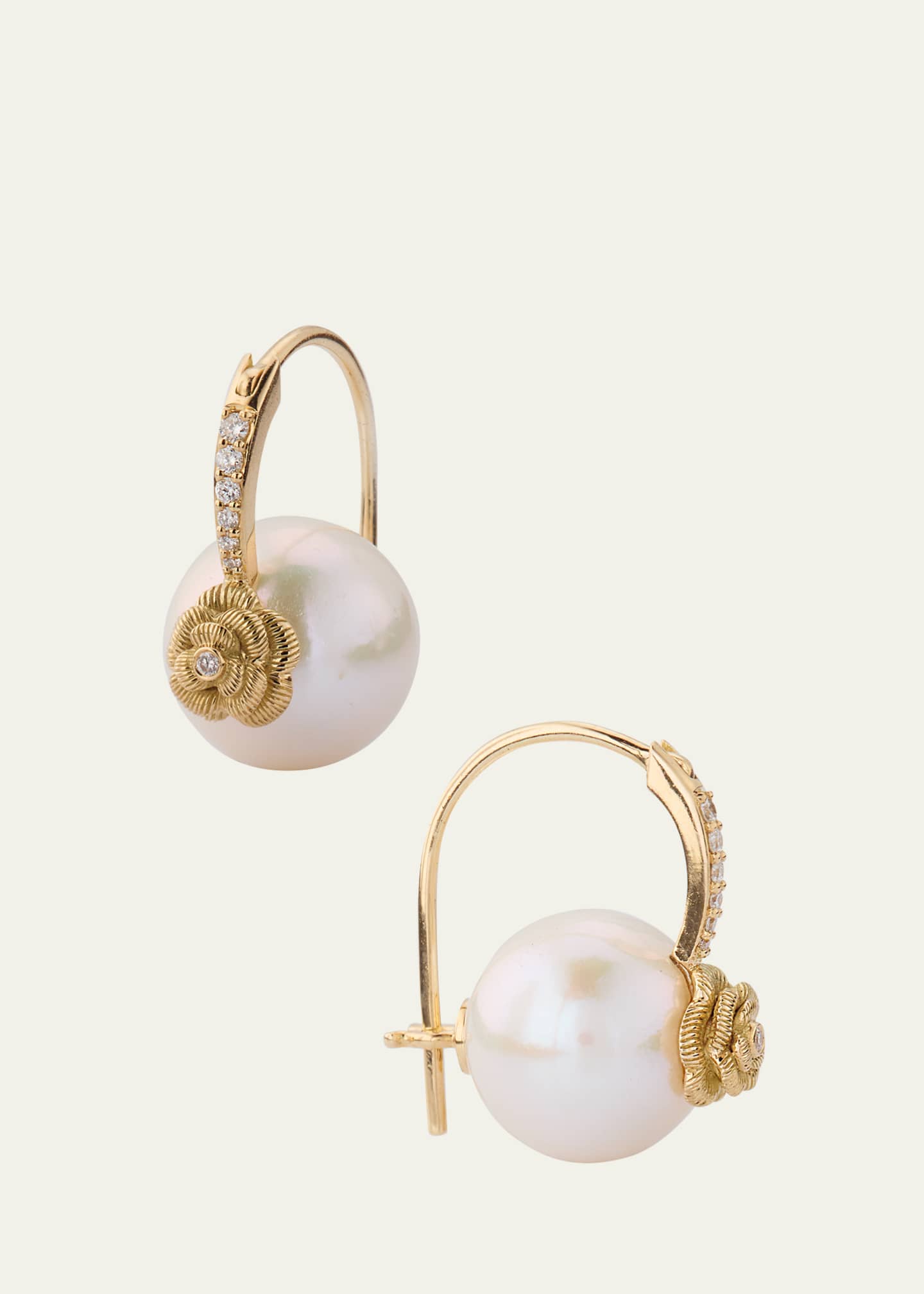 Sydney Evan 14K Gold & Diamond Rose Pearl Earrings - Bergdorf Goodman