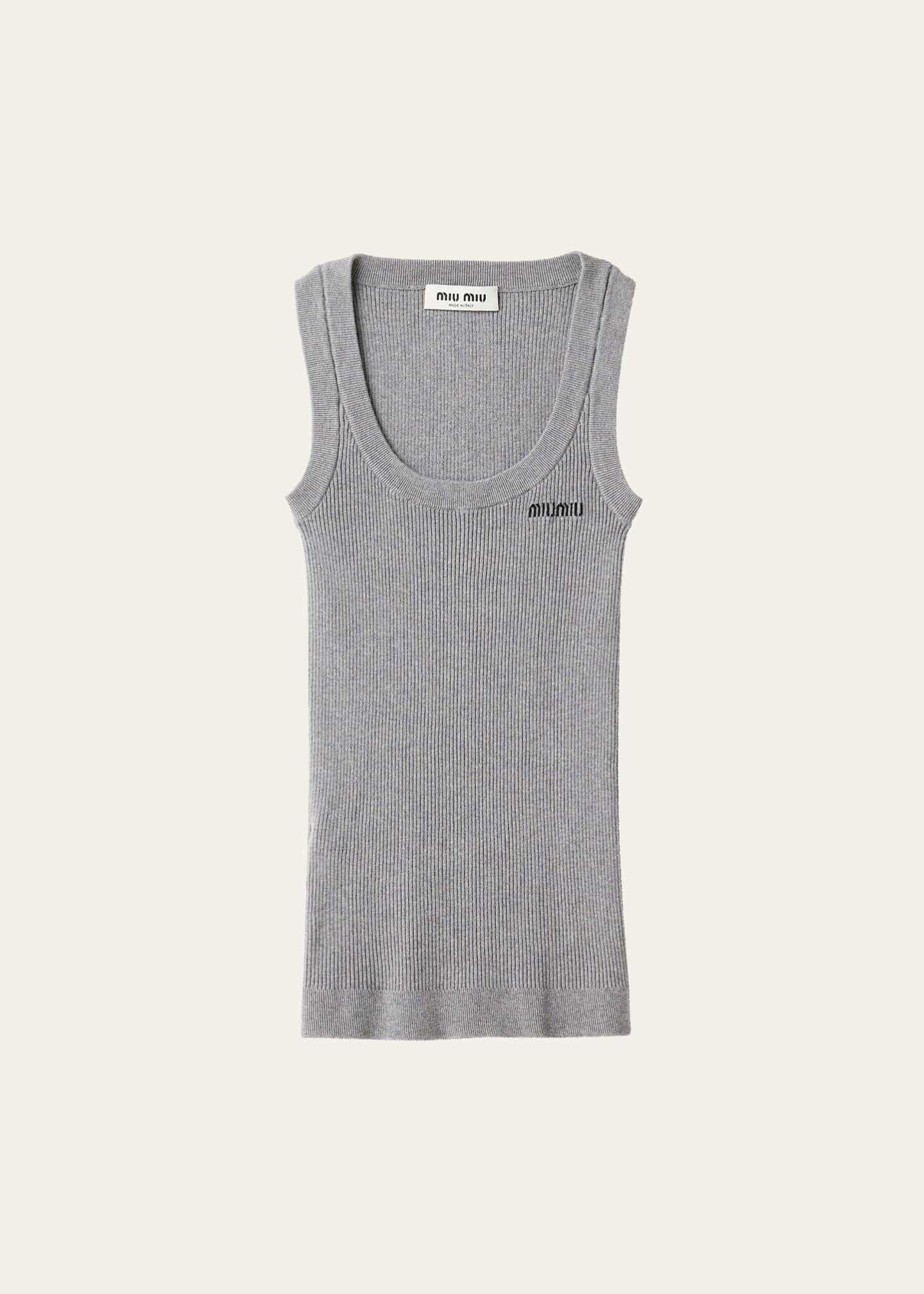 Miu Miu Scoop-Neck Rib Knit Cotton Tank Top - Bergdorf Goodman