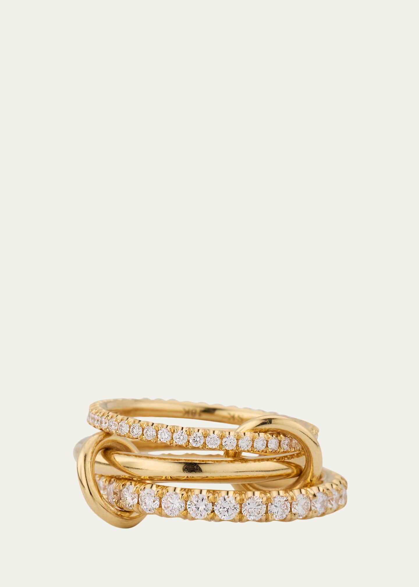 Spinelli Kilcollin Norah Yellow Gold Pave 3-Link Ring - Bergdorf Goodman