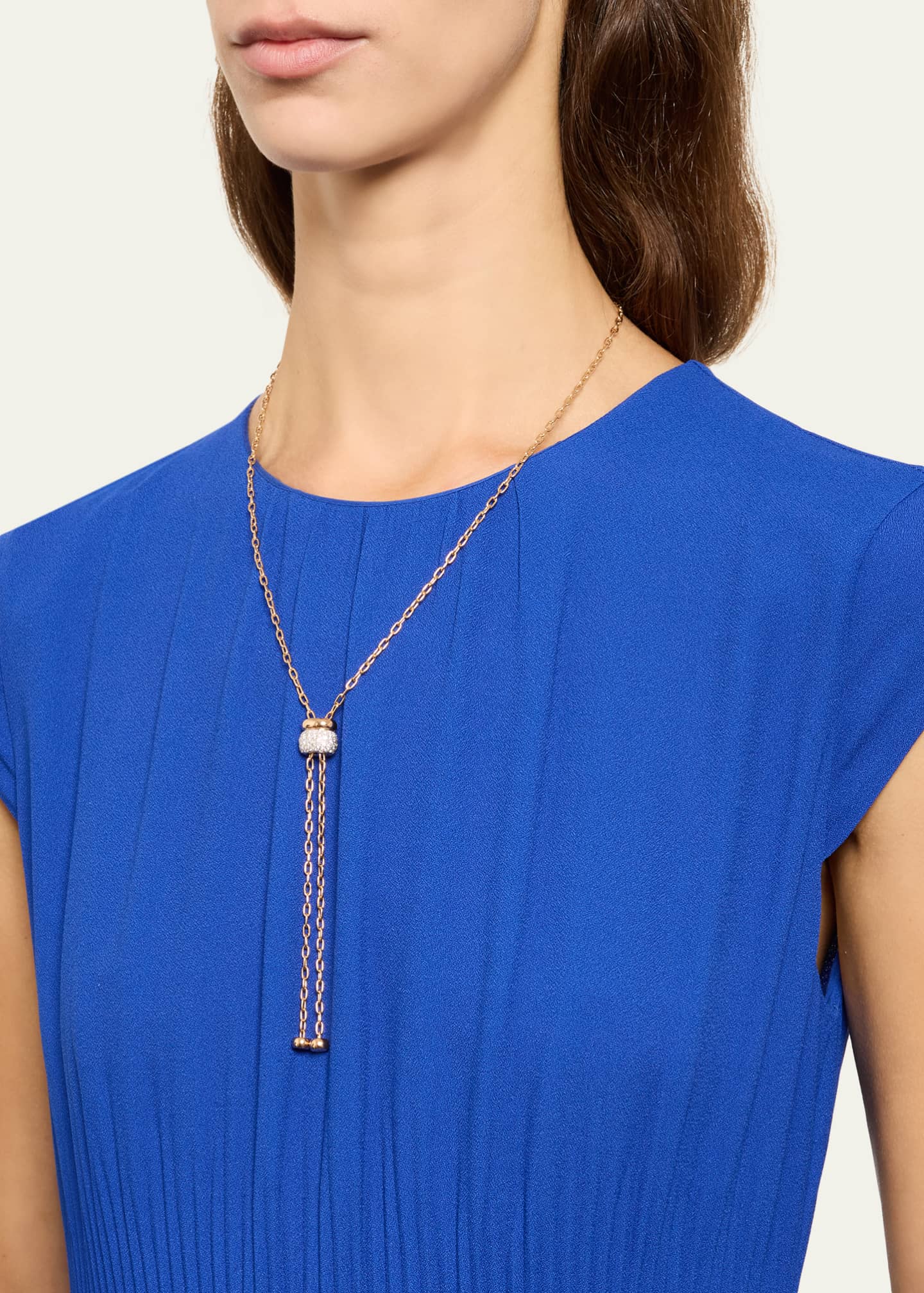 Pomellato Iconica 18K Rose Gold Diamond Lariat Necklace - Bergdorf Goodman