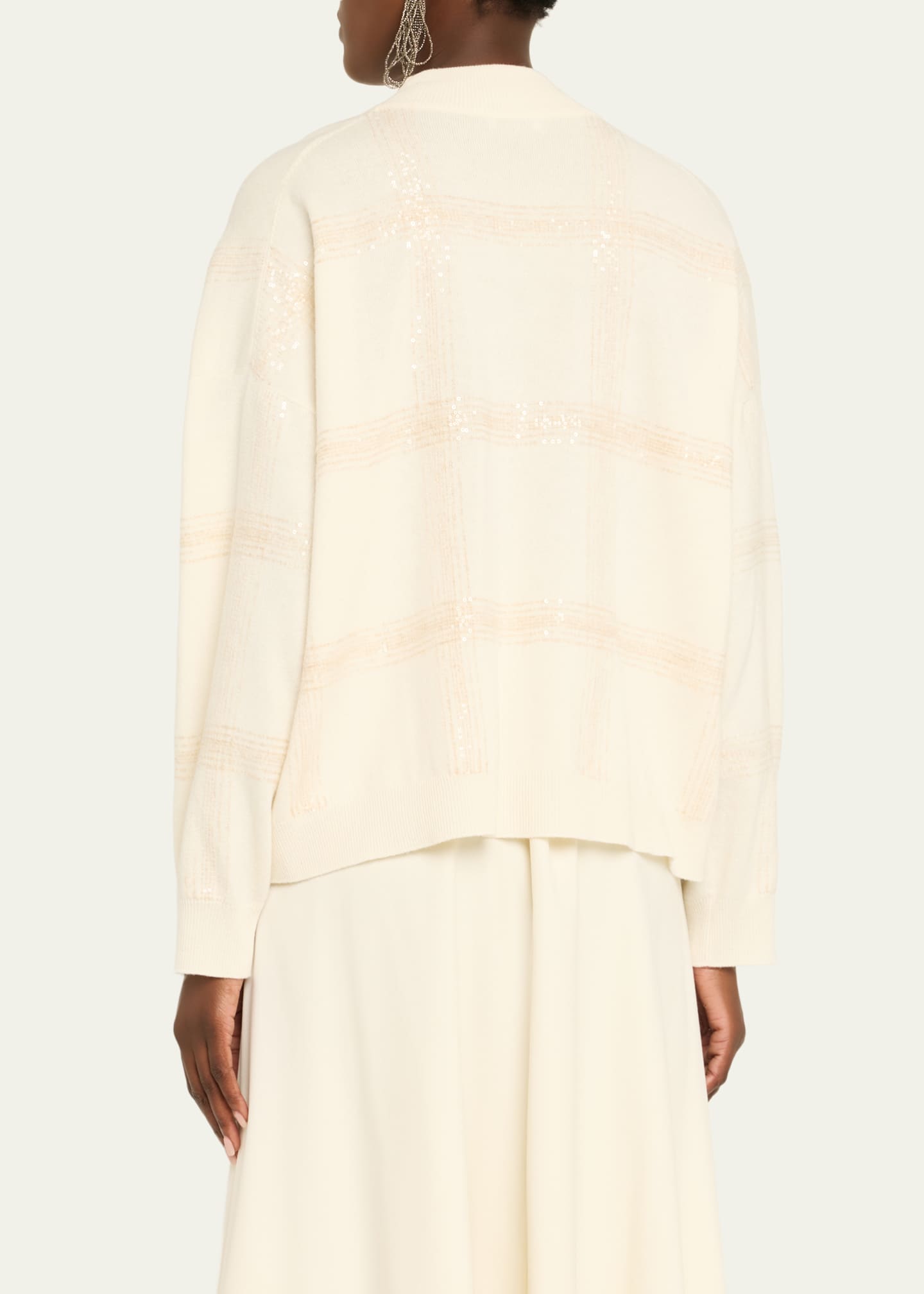 Brunello Cucinelli Prince Of Wales Pailette Wool-Cashmere Sweater ...