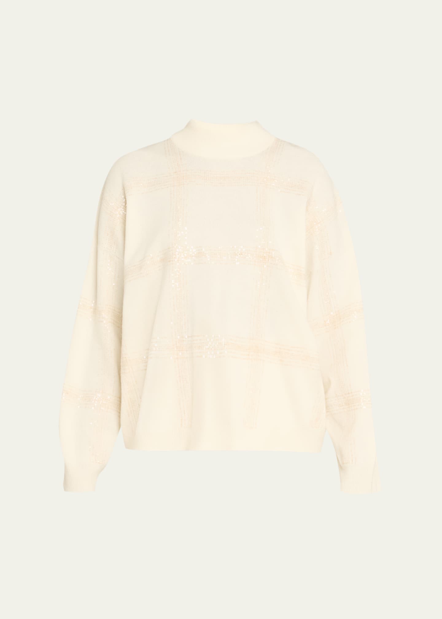 Brunello Cucinelli Prince Of Wales Pailette Wool-Cashmere Sweater ...