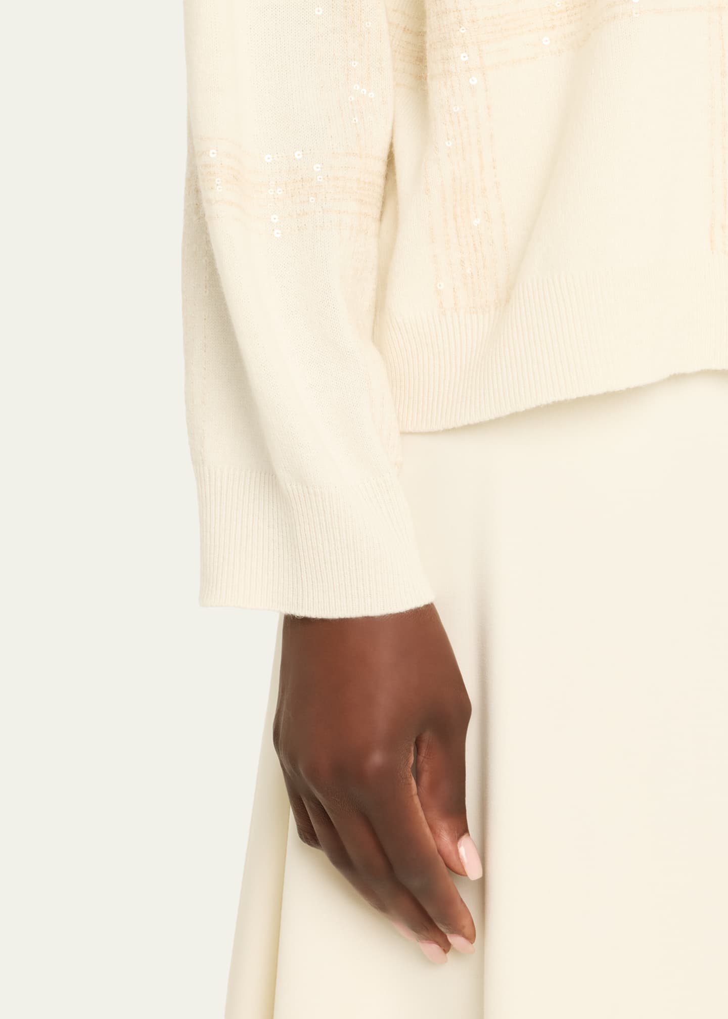 Brunello Cucinelli Prince Of Wales Pailette Wool-Cashmere Sweater ...