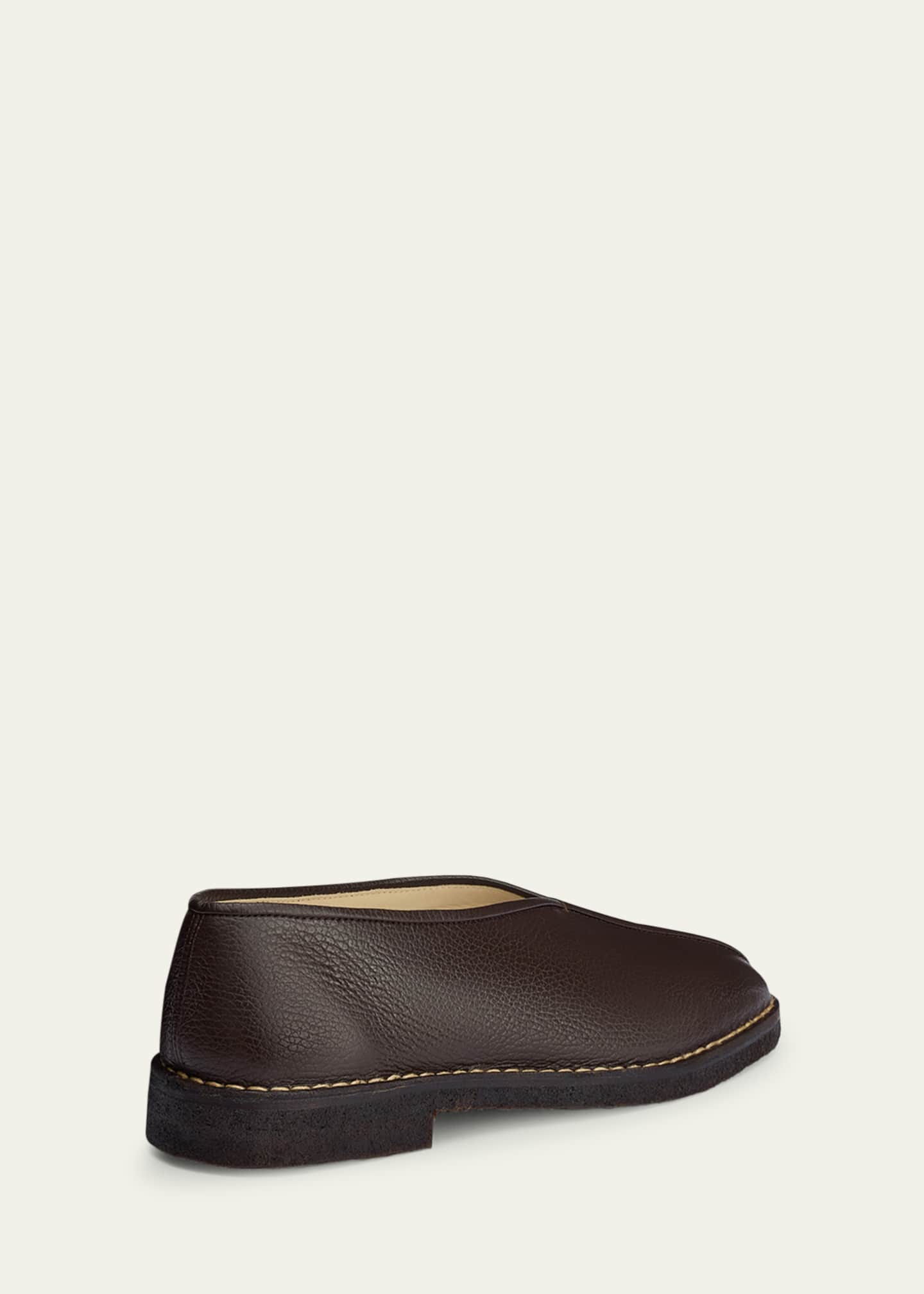 LEMAIRE Men's Piped Crepe Grained Leather Slippers - Bergdorf Goodman
