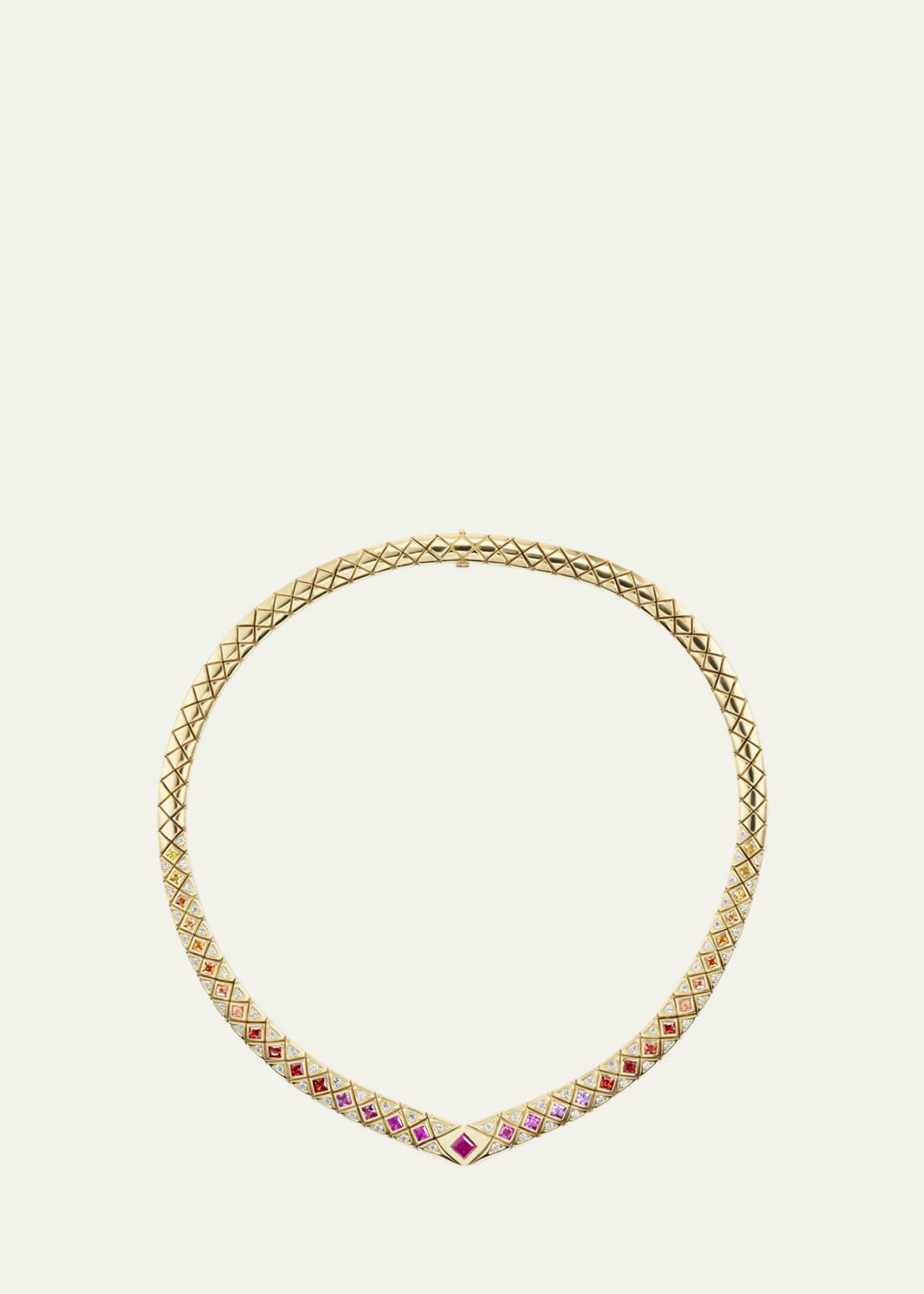 Orly Marcel Bliss Collar Necklace with Multicolor Sapphires, Rubies and ...