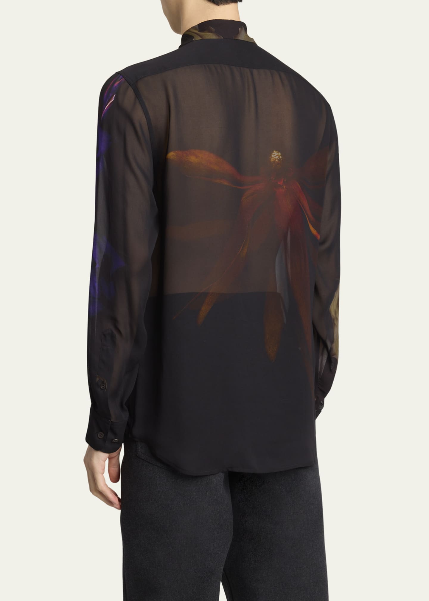 Dries Van Noten Men's Viscose Floral Point Collar Button-Down Shirt - Bergdorf Goodman