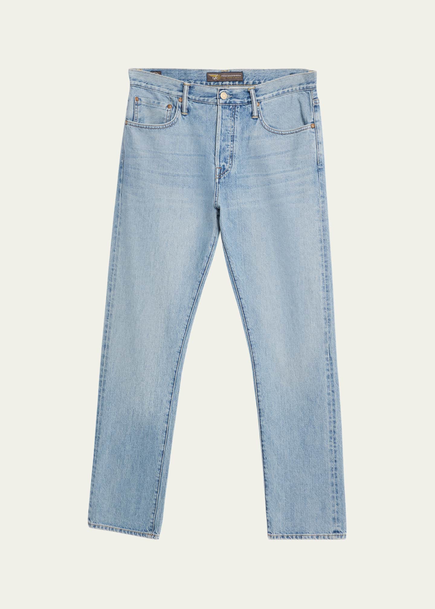 The Seven Continents Men's Charlie Blue Denim Slim Straight-Fit Jeans ...