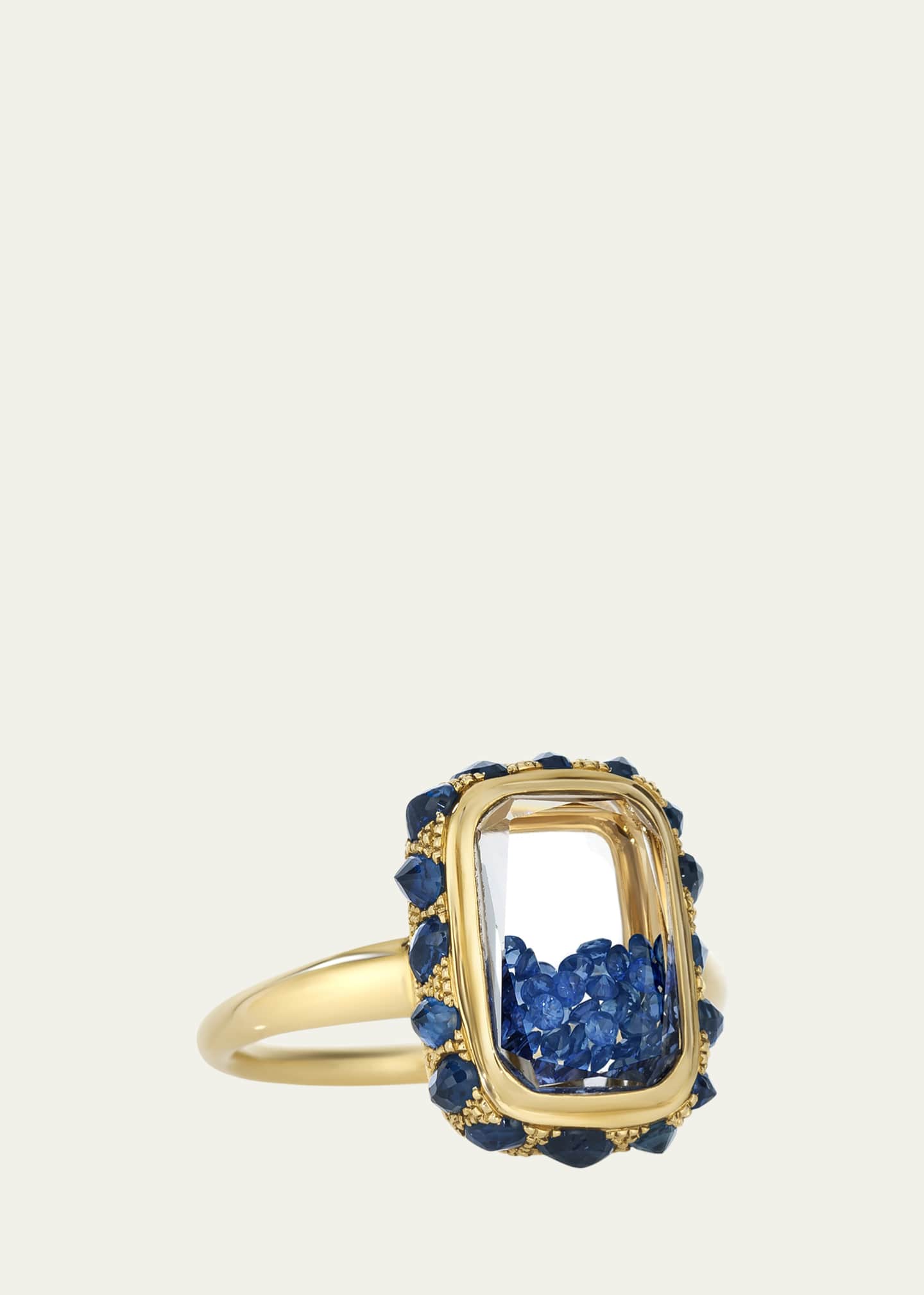 Moritz Glik 18K Yellow Gold Petite Blue Sapphire Ring with Kaleidoscope ...
