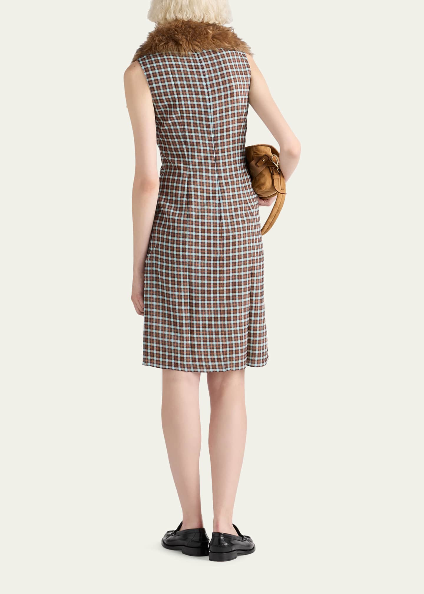 Prada Check Georgette Sleeveless Midi Dress - Bergdorf Goodman