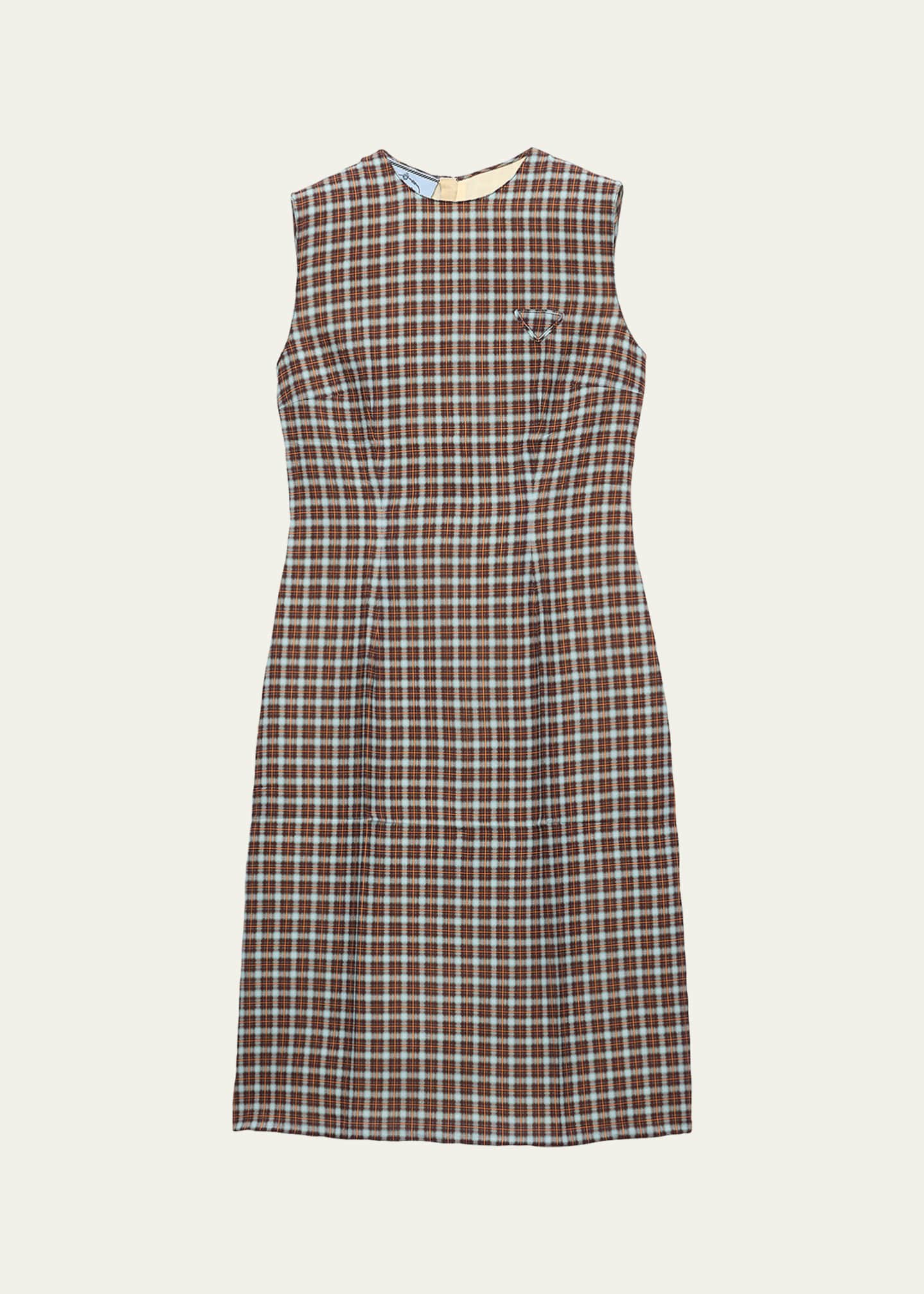 Prada Check Georgette Sleeveless Midi Dress - Bergdorf Goodman