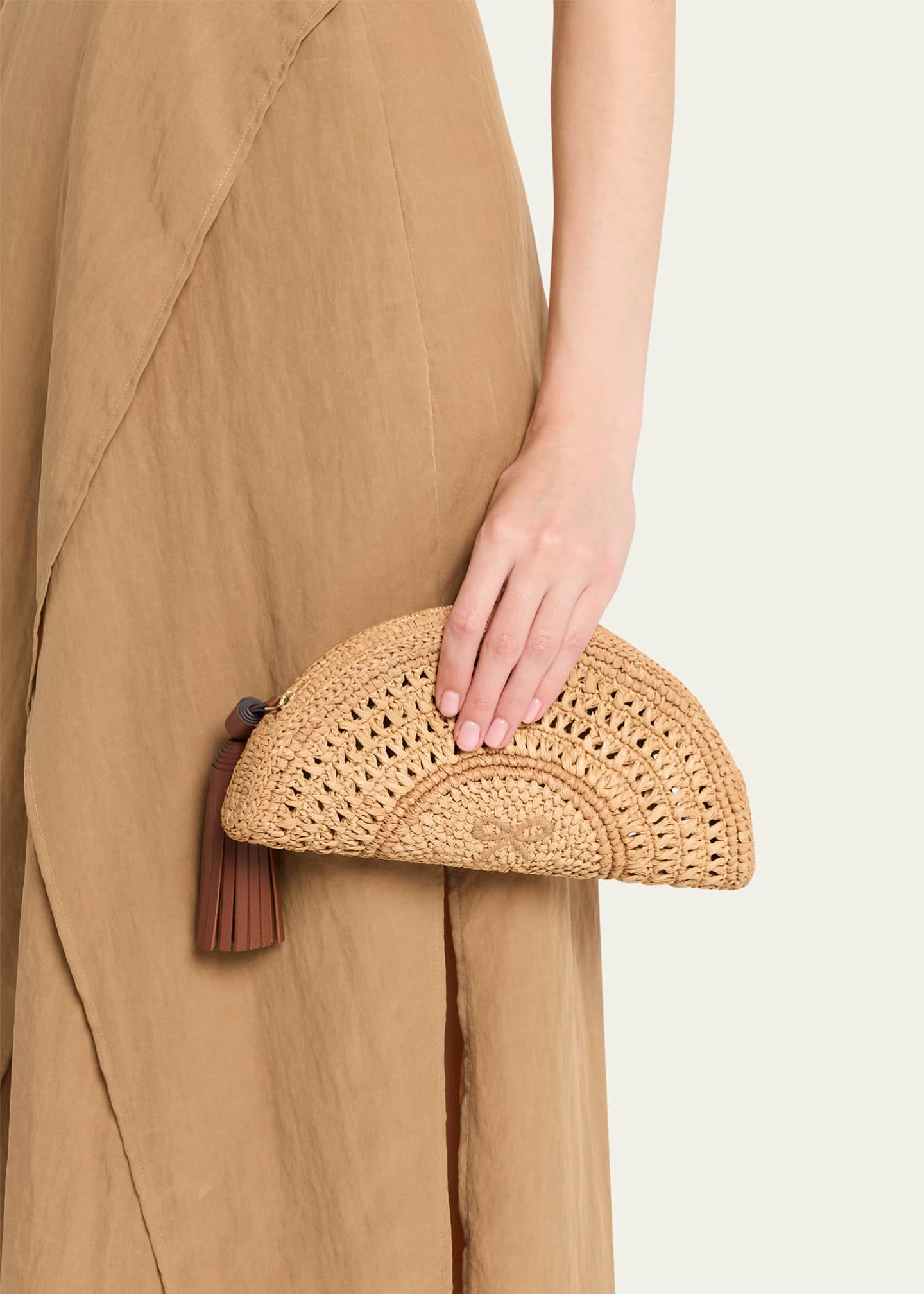 Anya Hindmarch Half Moon Raffia Bow Clutch Bag - Bergdorf Goodman