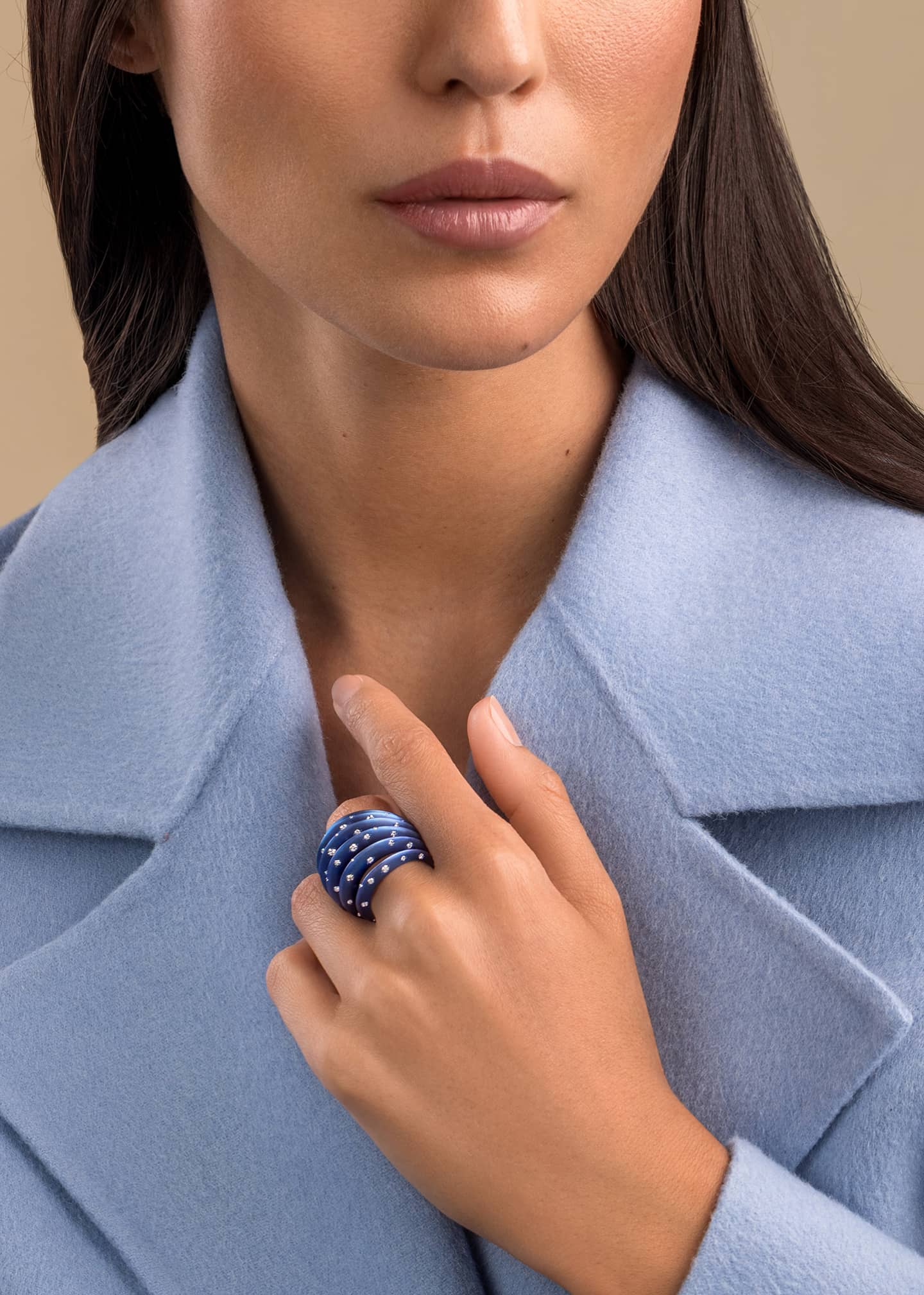 GIORGIO B Palma Blue Titanium and 18K Rose Gold Starburst Ring with ...