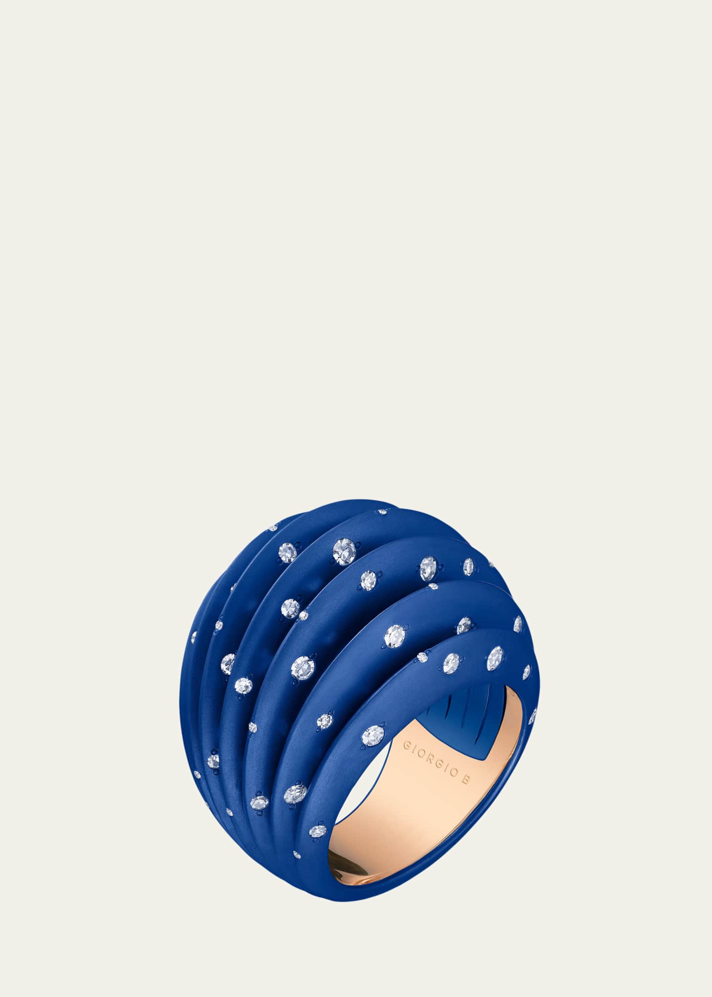 GIORGIO B Palma Blue Titanium and 18K Rose Gold Starburst Ring with ...