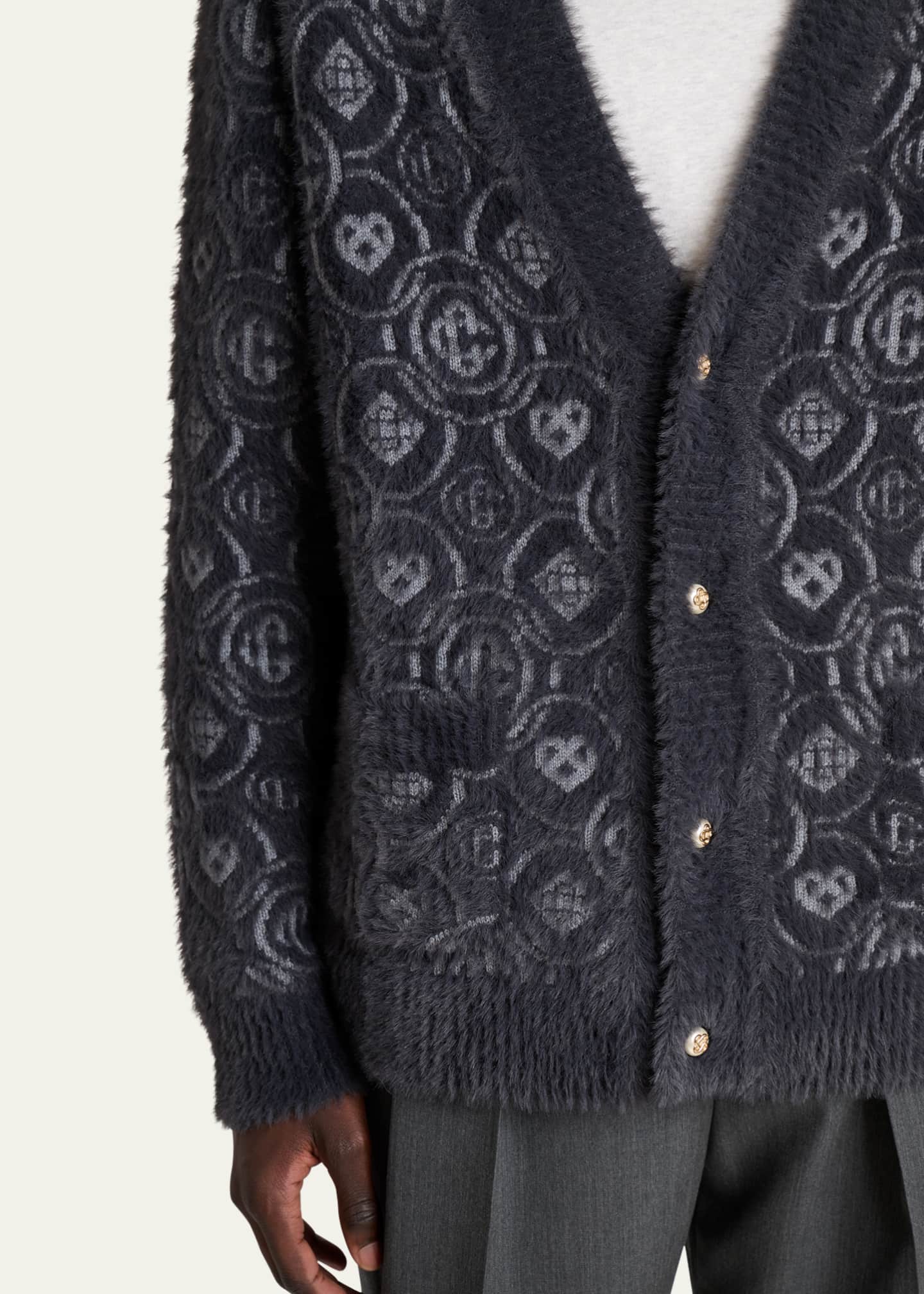 CASABLANCA Men's Cotton Fluffy Monogram Cardigan - Bergdorf Goodman