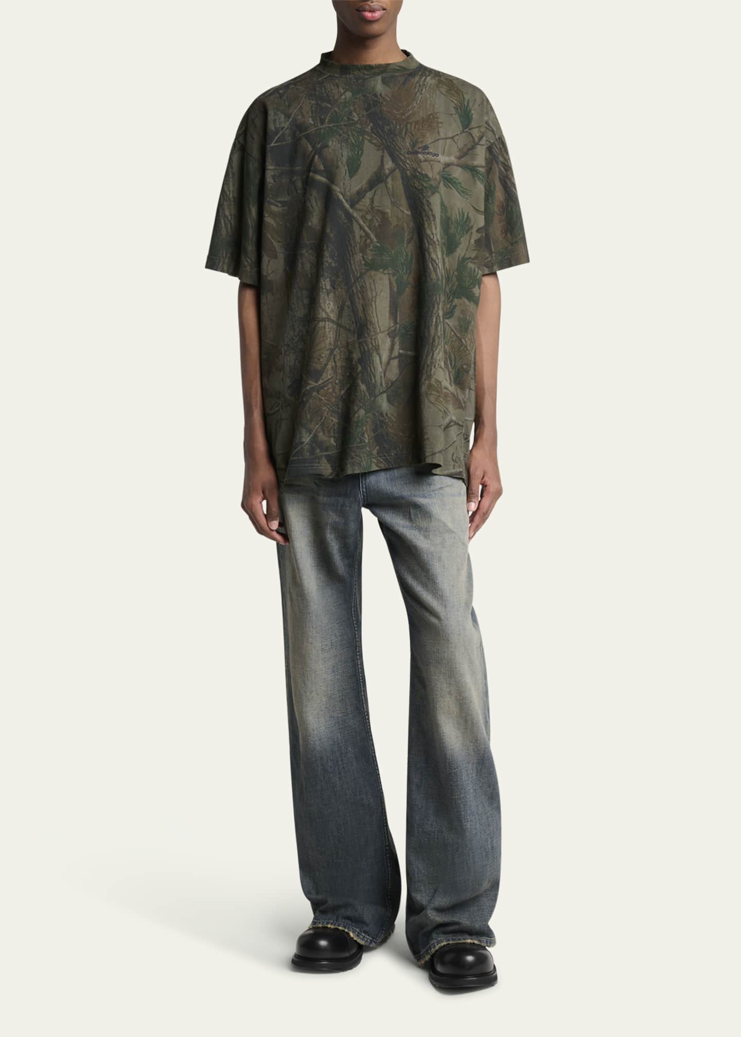 Balenciaga Men's Camouflage Jersey Sports Logo T-Shirt - Bergdorf Goodman