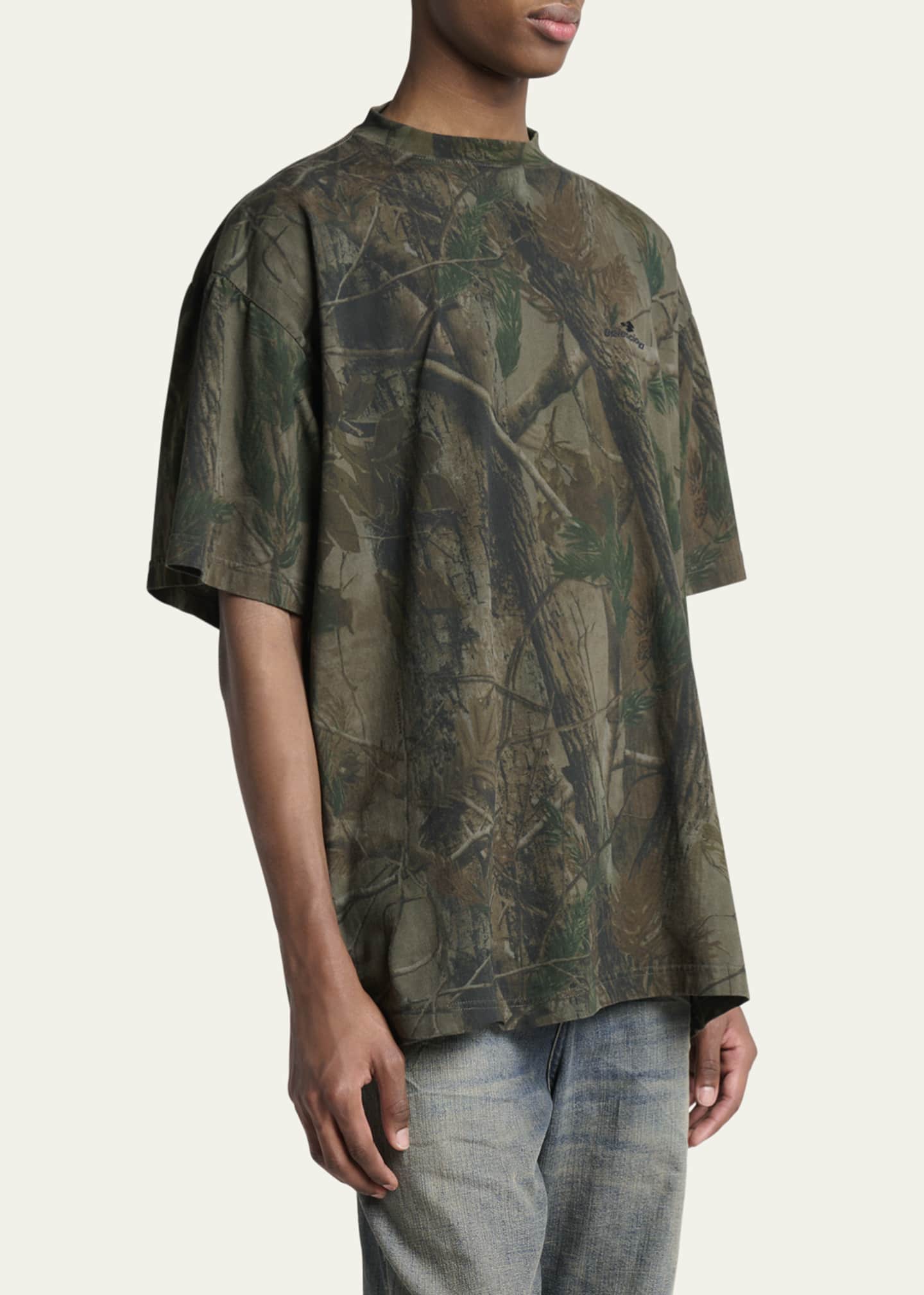 Balenciaga Men's Camouflage Jersey Sports Logo T-Shirt - Bergdorf Goodman