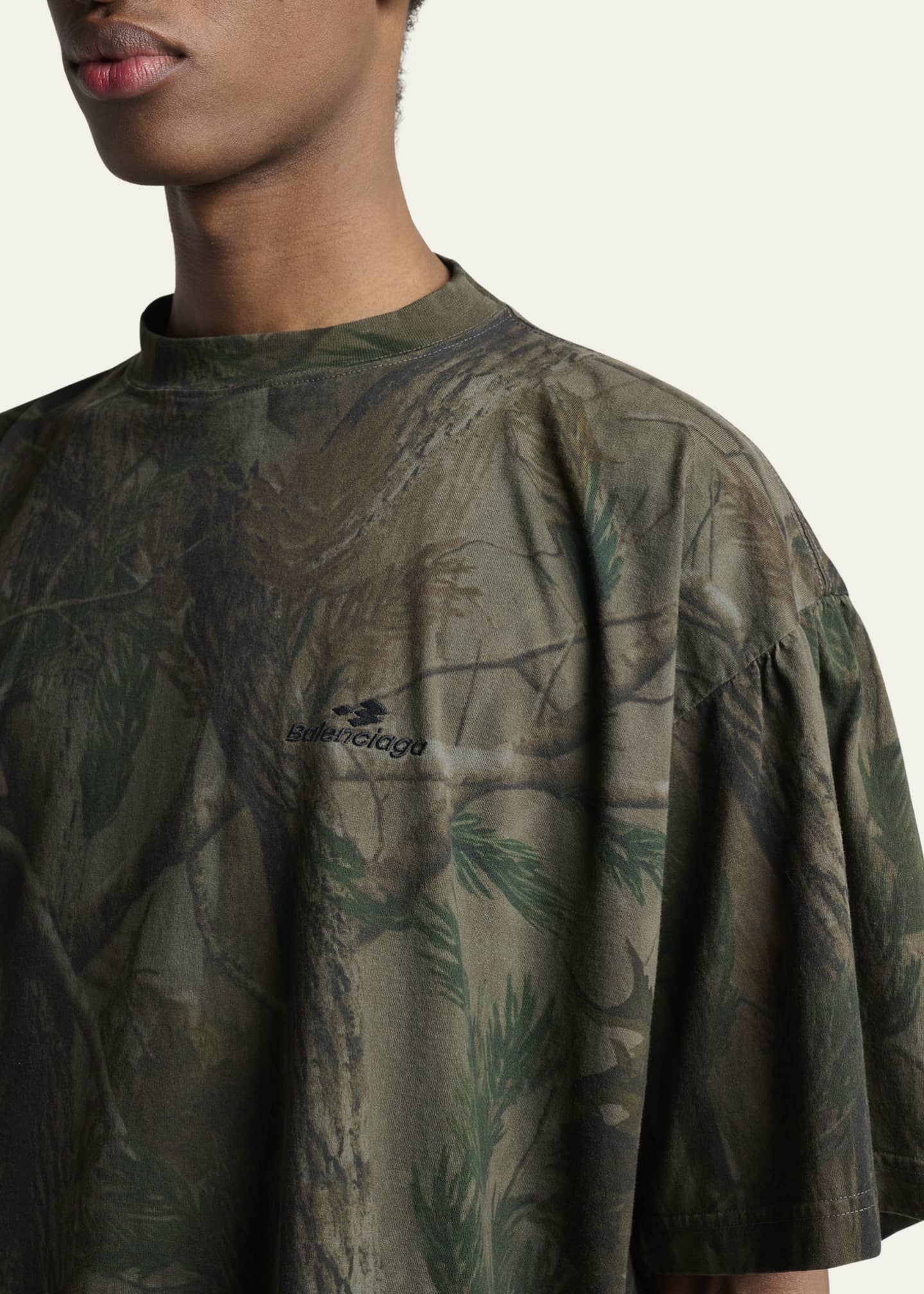 Balenciaga Men's Camouflage Jersey Sports Logo T-Shirt - Bergdorf Goodman