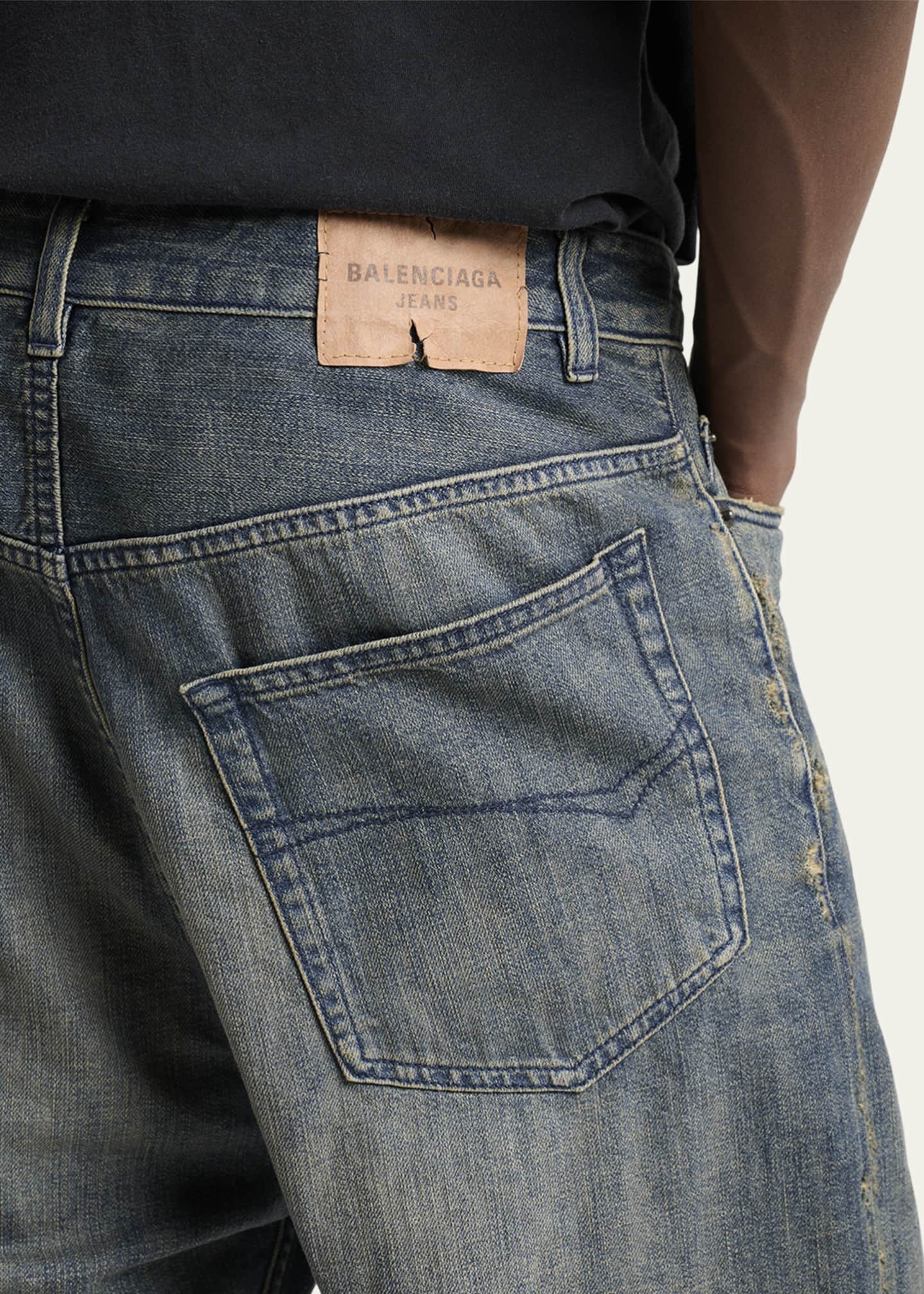 Balenciaga Men's Faded Denim Relaxed-Fit Bootcut Jeans - Bergdorf Goodman
