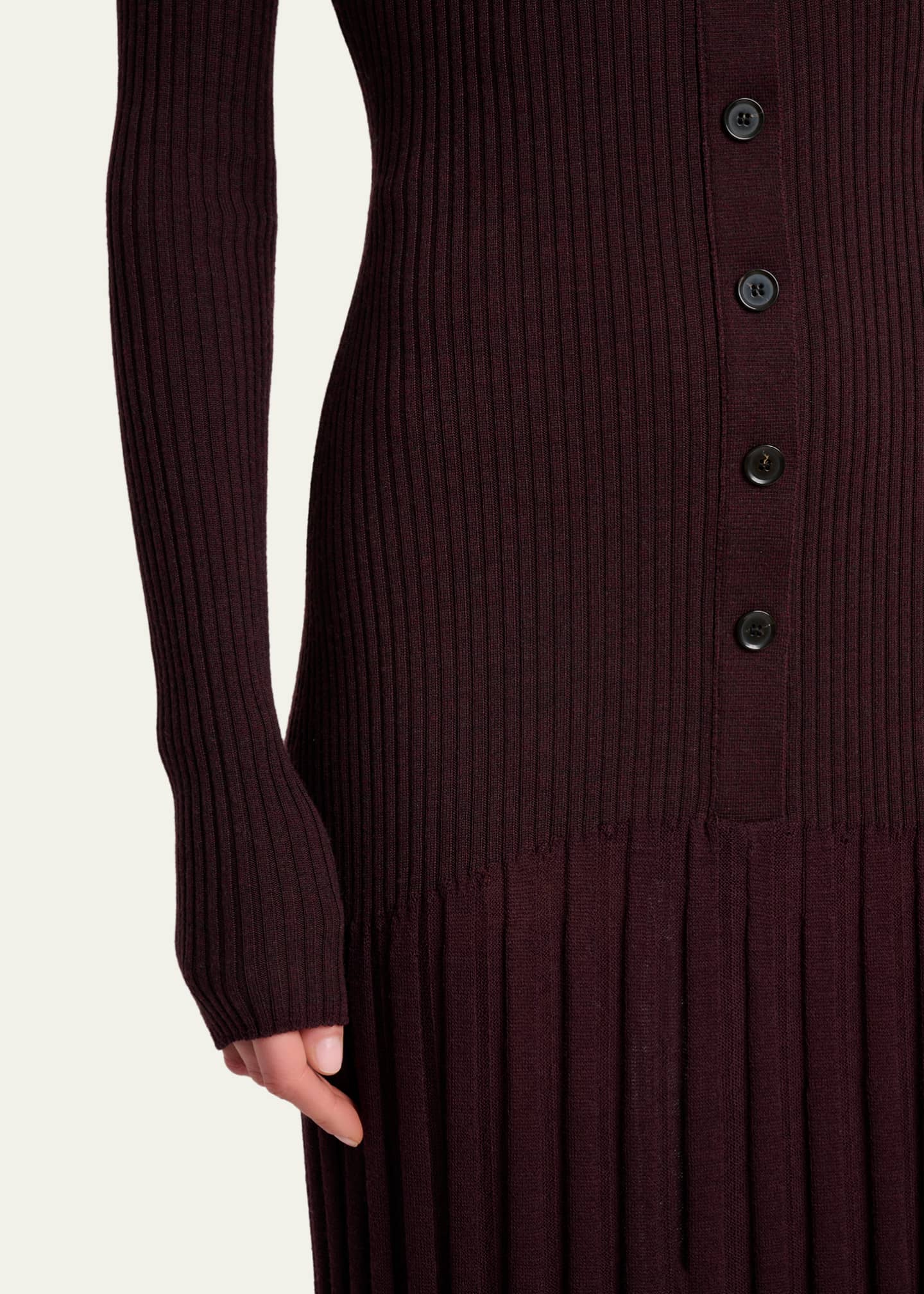 Proenza Schouler Jada Turtleneck Drop-Waist Button-Front Maxi Dress ...