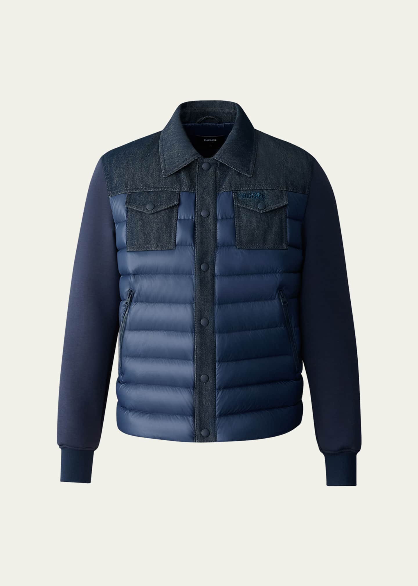 Mackage Men's Donovan Denim Down Quilted Snap-Front Jacket - Bergdorf ...