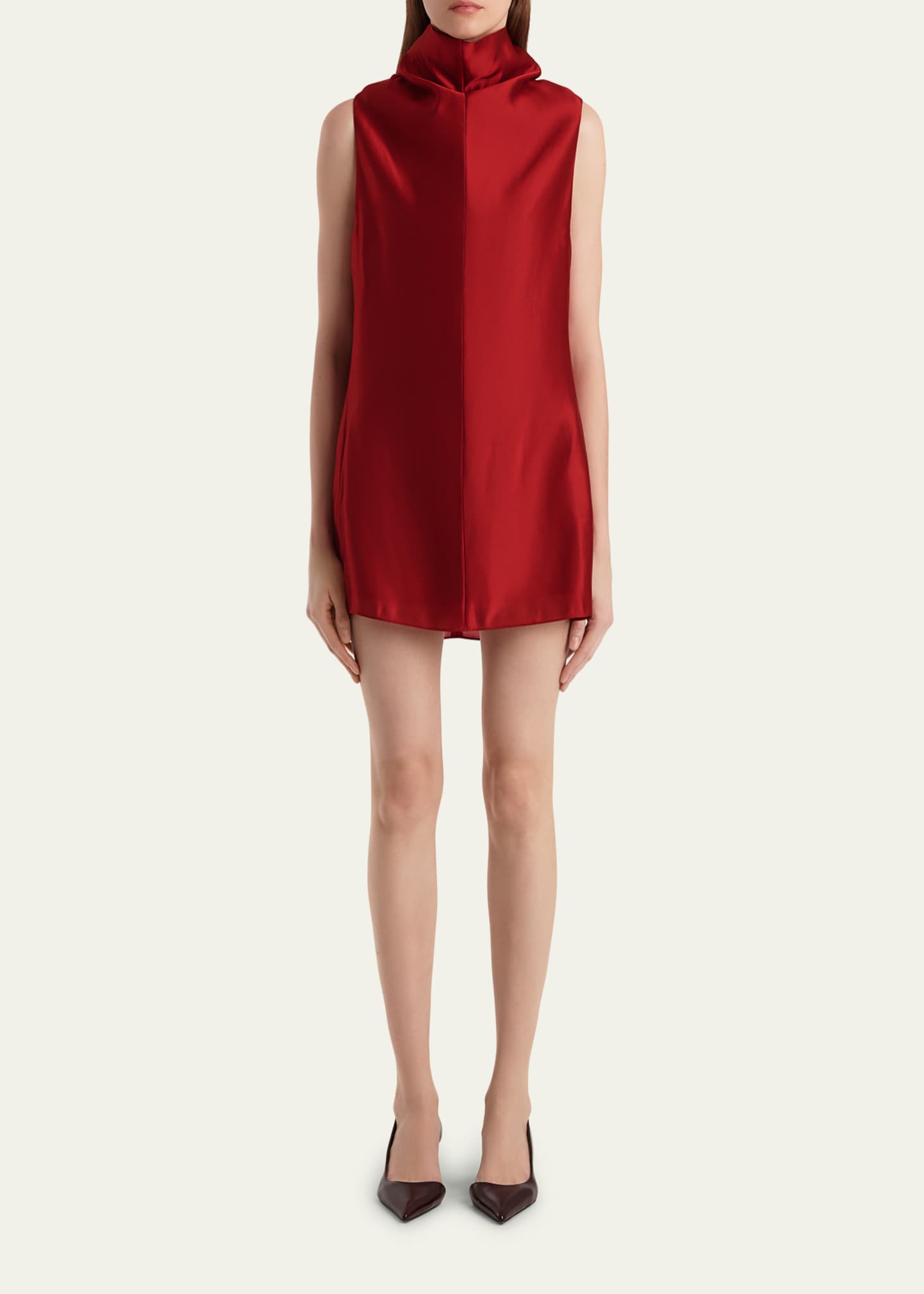 Khaite Daria Sleeveless Turtleneck Twill Mini Dress - Bergdorf Goodman