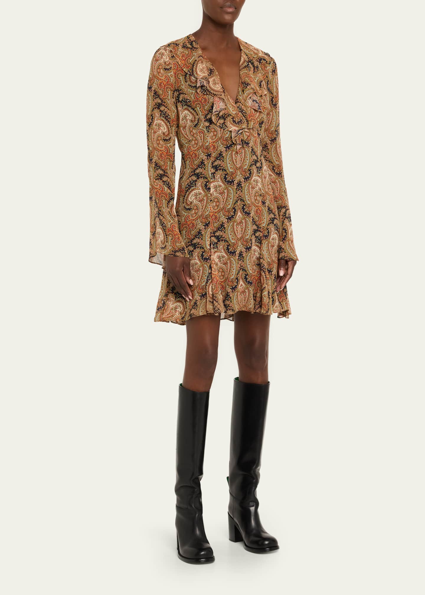 Veronica Beard Adrienne Silk Bell-Sleeve Mini Dress - Bergdorf Goodman