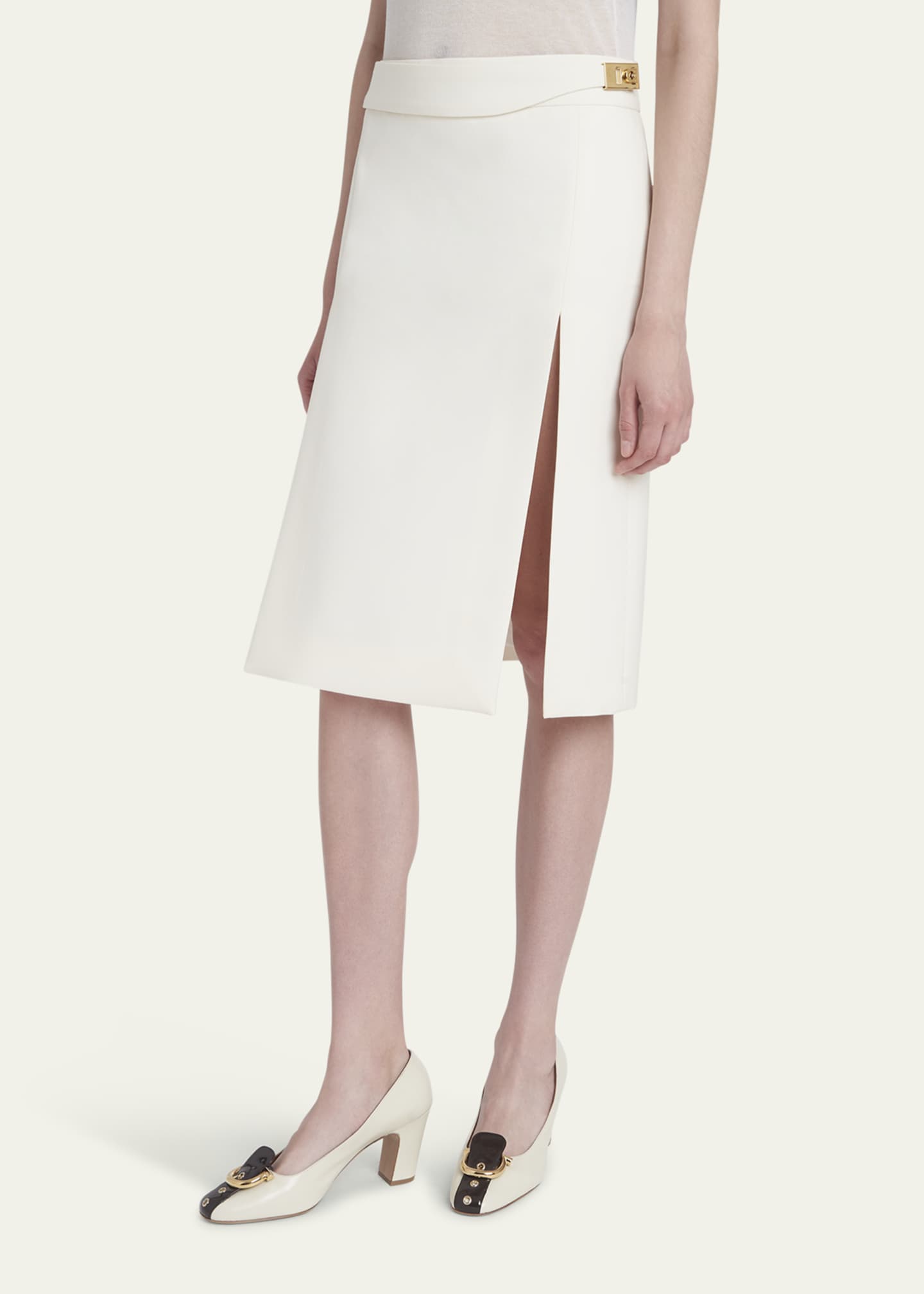Ferragamo Twist-Lock Belted Slit Pencil Skirt - Bergdorf Goodman