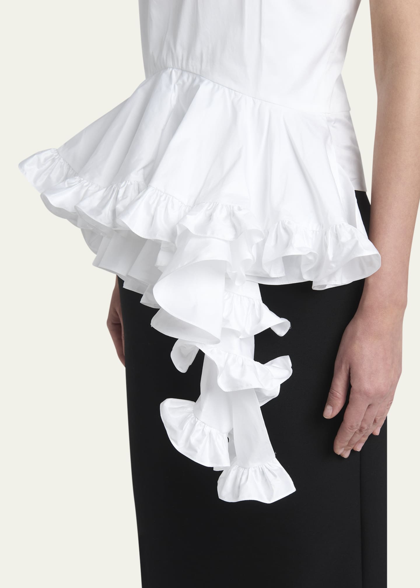 McQueen Asymmetric Ruffled Peplum-Hem Blouse - Bergdorf Goodman