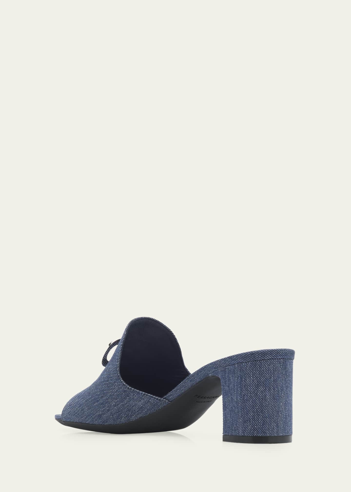 Ferragamo 55mm Rexy Denim Mule Sandals - Bergdorf Goodman
