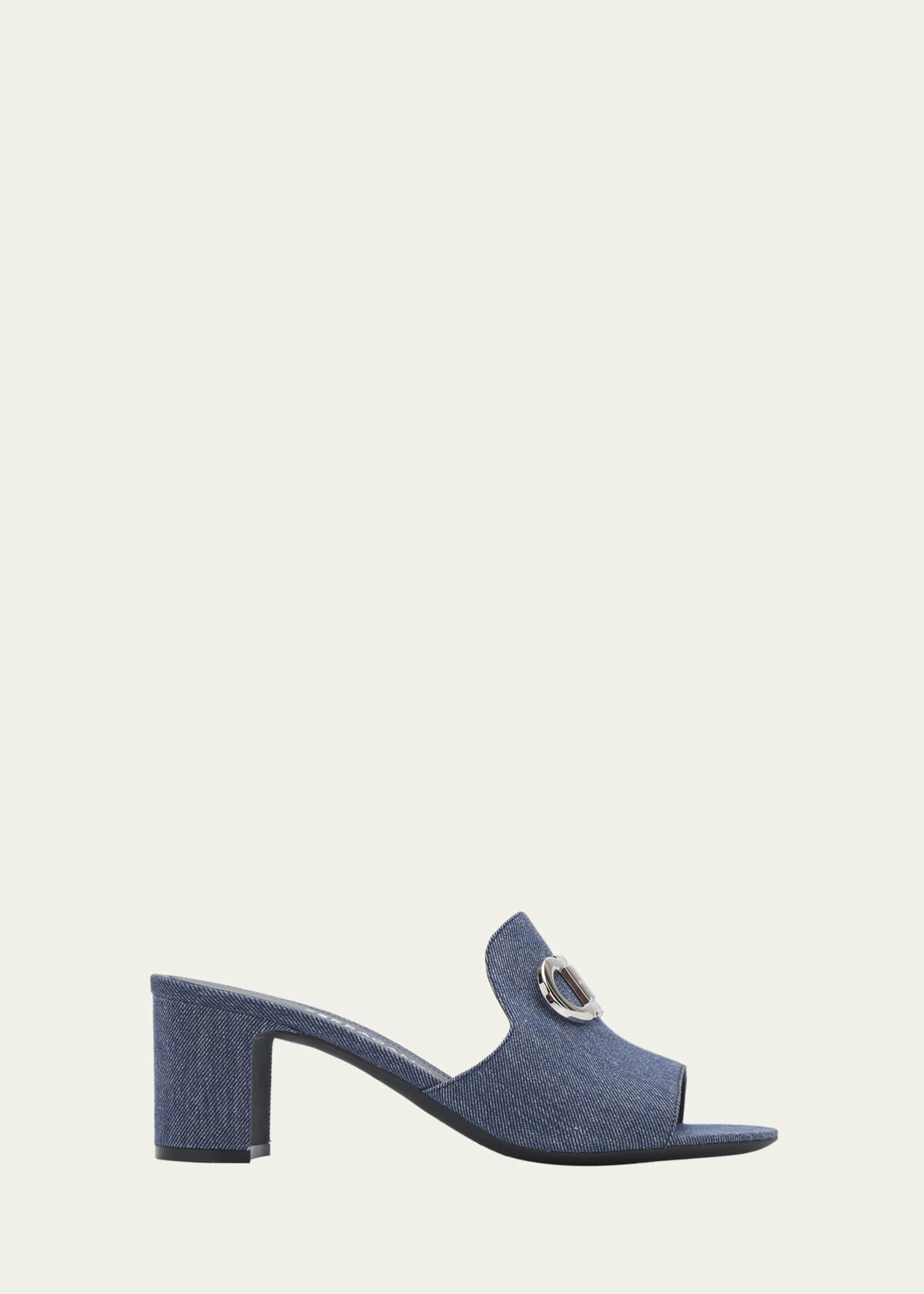 Ferragamo 55mm Rexy Denim Mule Sandals - Bergdorf Goodman