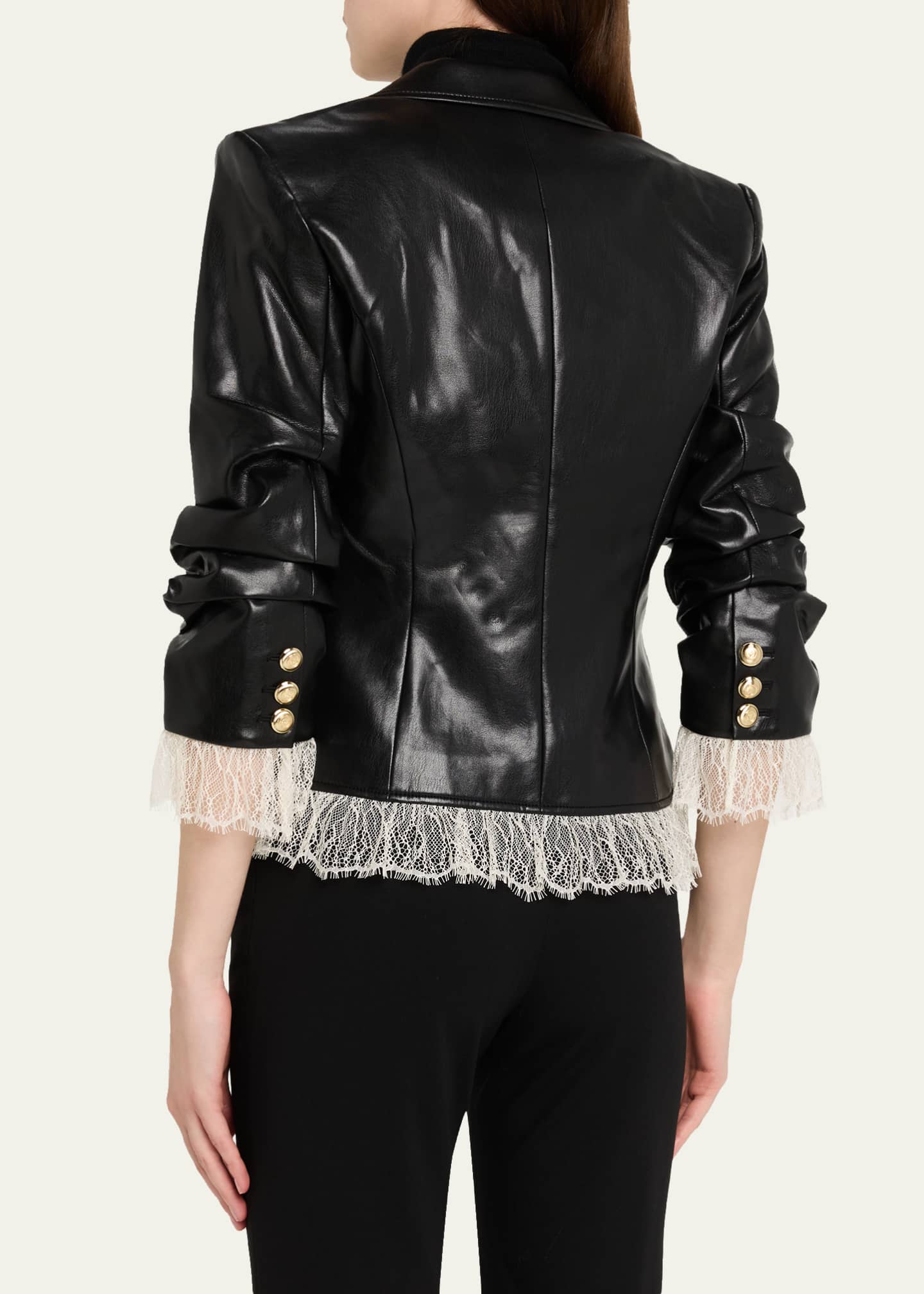 Cinq a Sept Lace-Trim Vegan Leather Blazer - Bergdorf Goodman