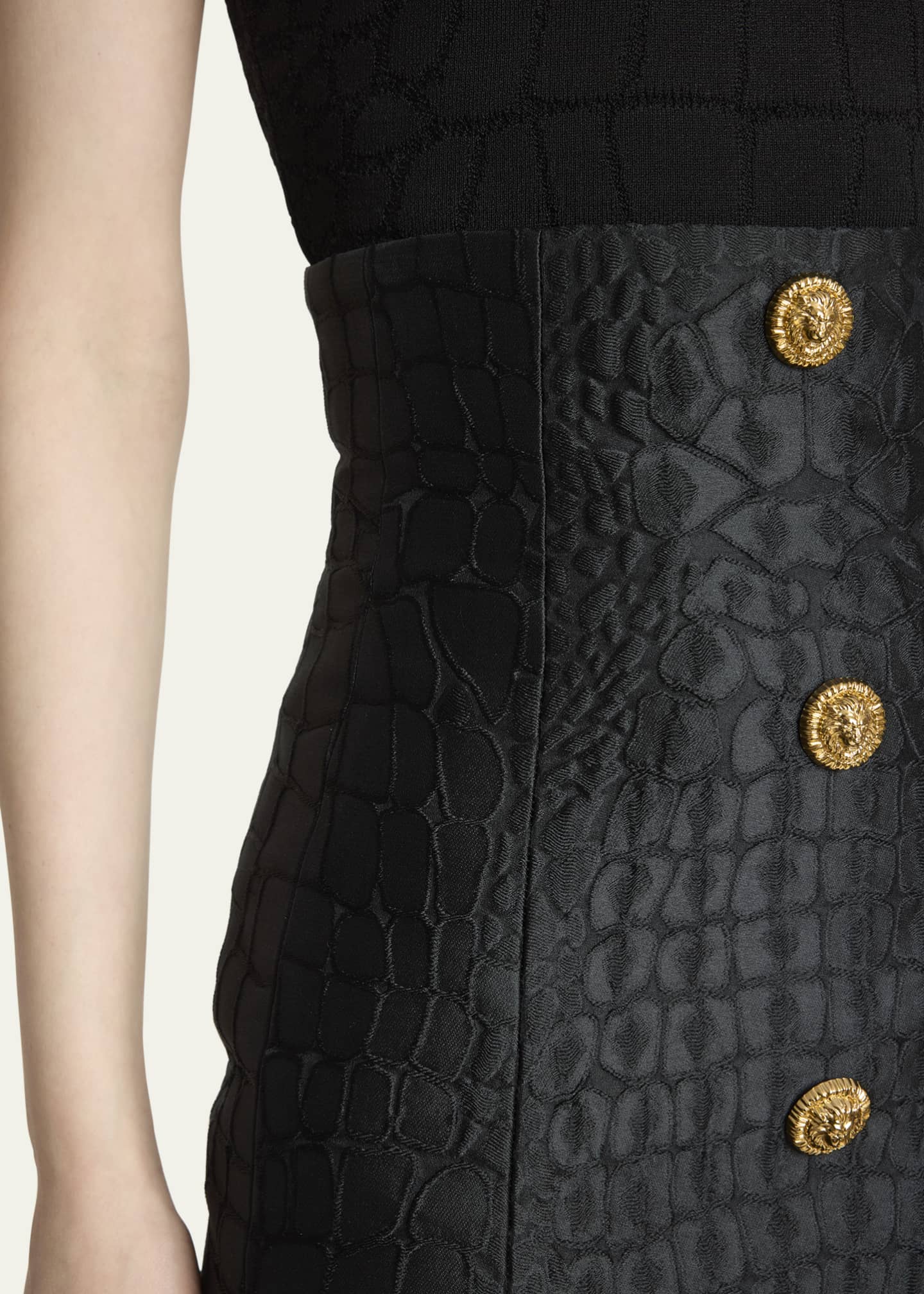 Balmain Croco Jacquard Button-Front Mini Pencil Skirt - Bergdorf Goodman