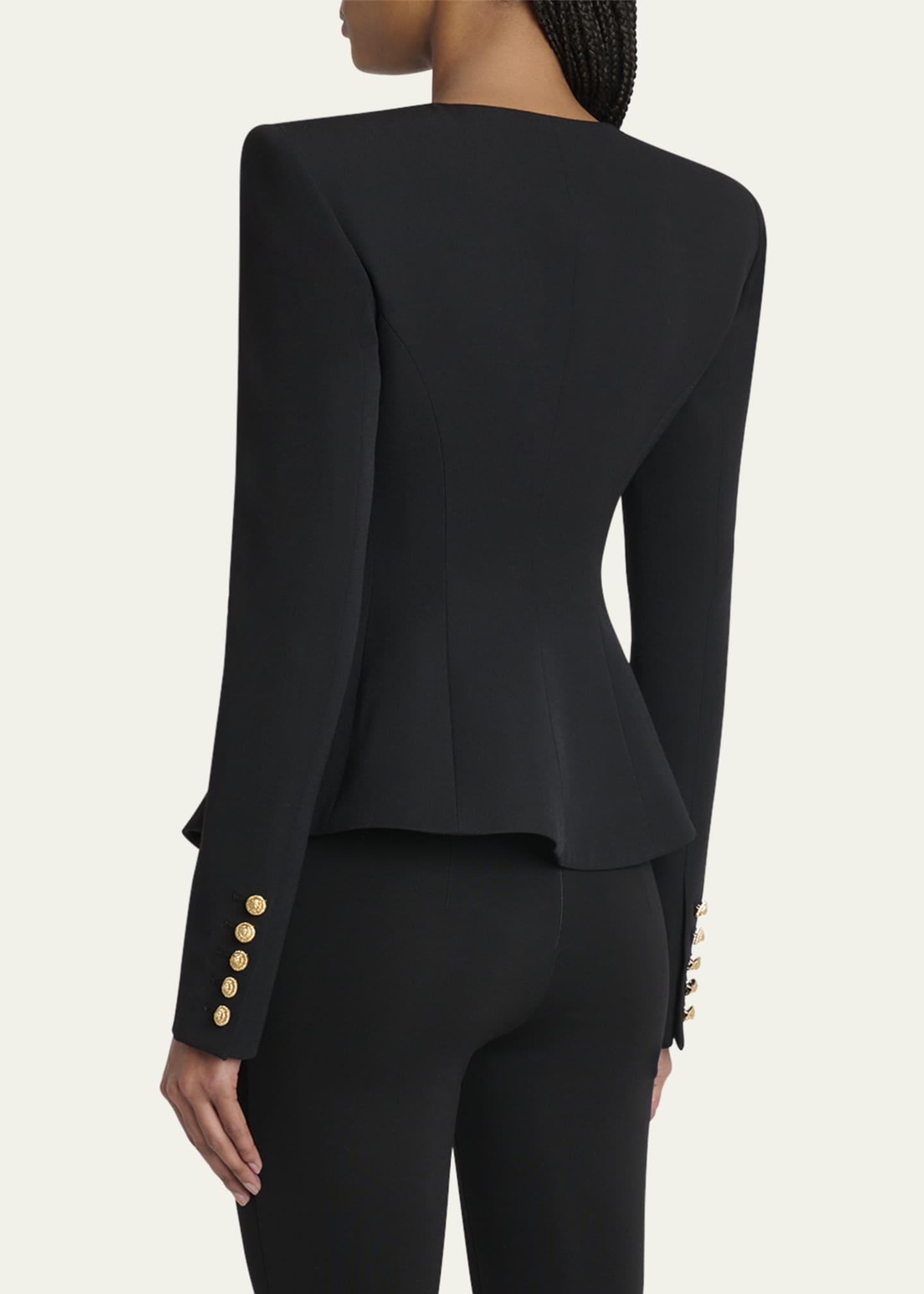 Balmain Single-Breasted Grain De Poudre Basque Jacket - Bergdorf Goodman