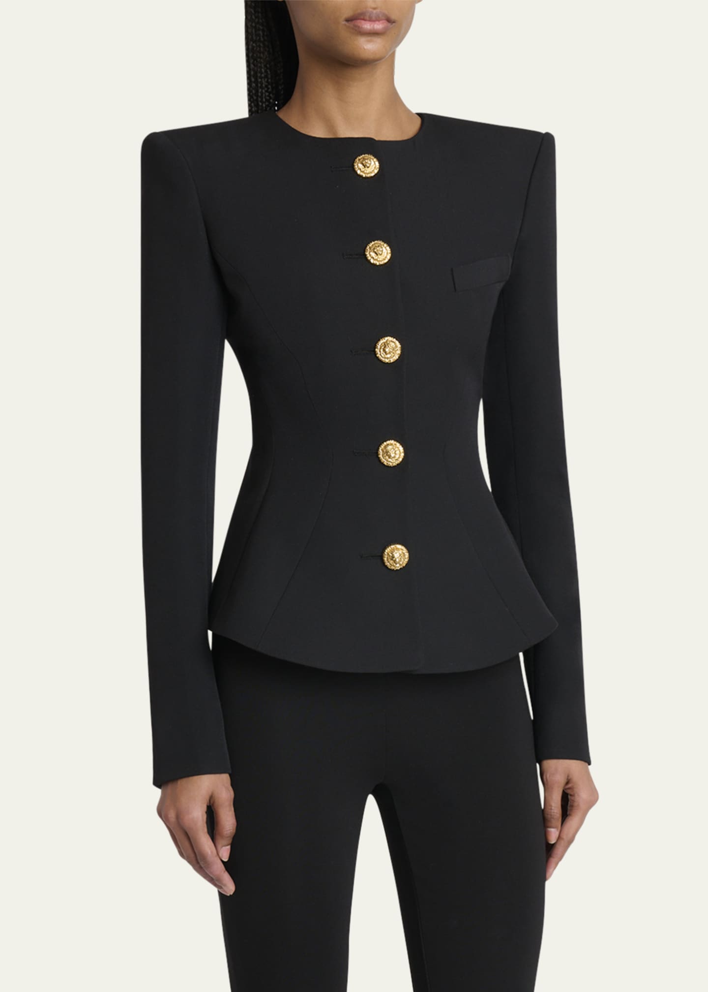 Balmain Single-Breasted Grain De Poudre Basque Jacket - Bergdorf Goodman