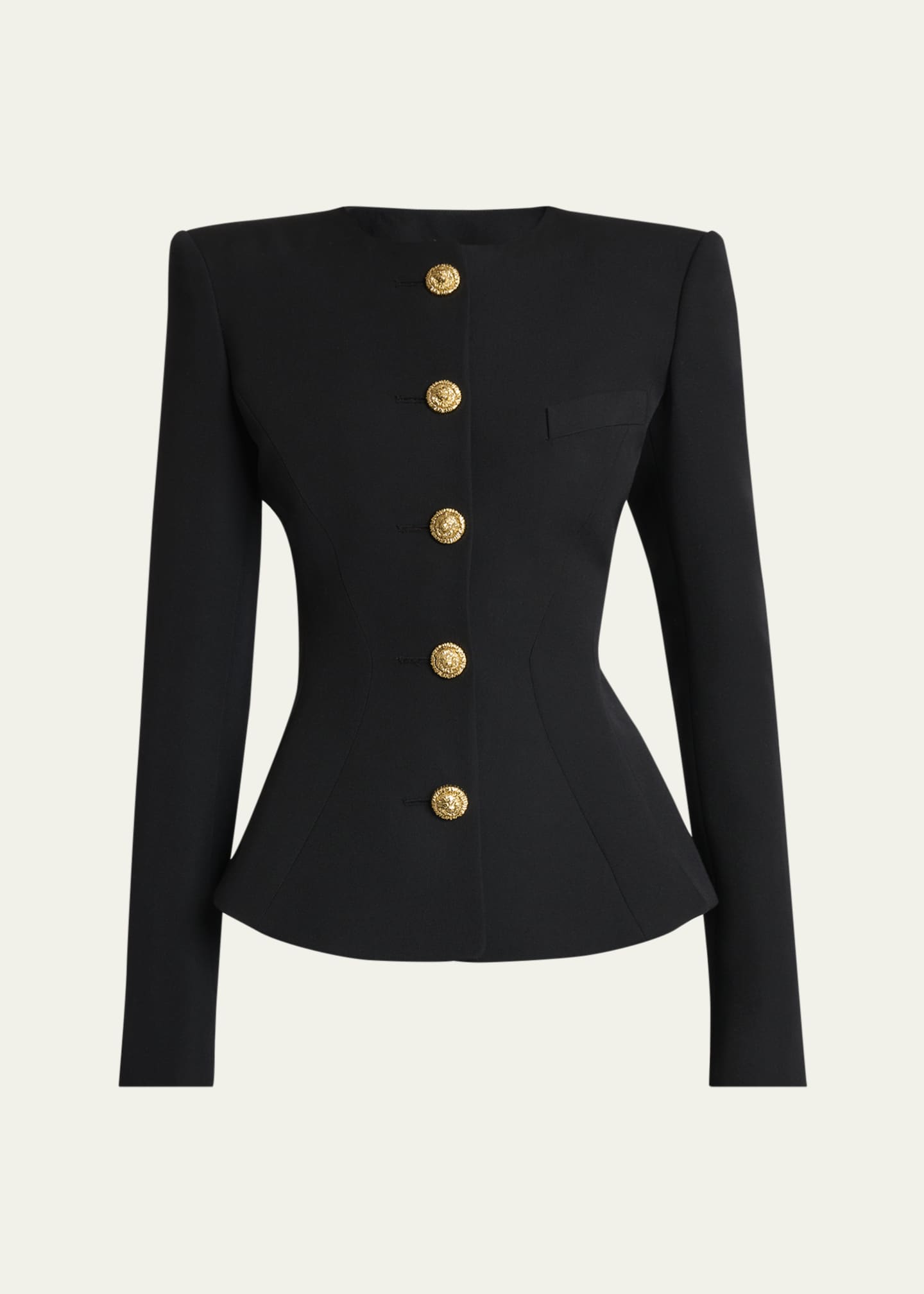 Balmain Single-Breasted Grain De Poudre Basque Jacket - Bergdorf Goodman